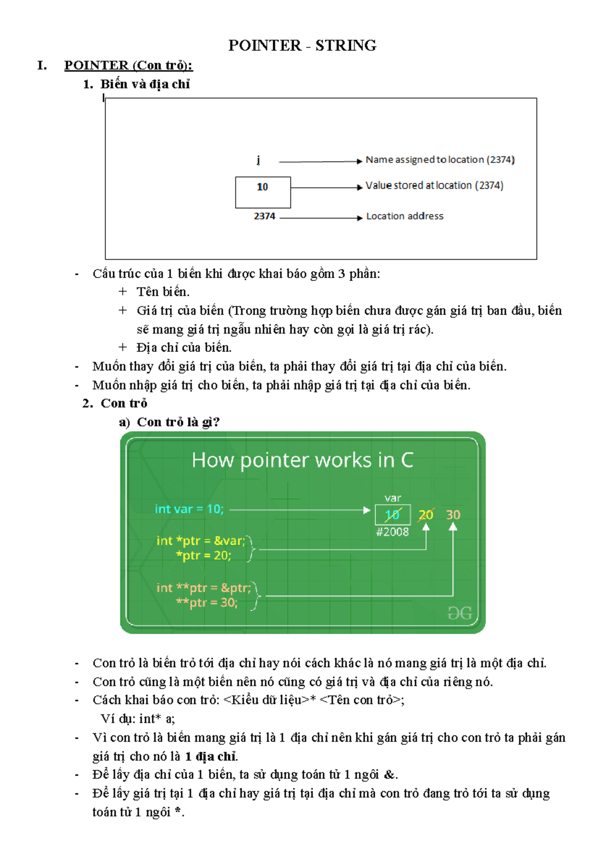 Chương trình C: Con Trỏ & Chuỗi (Pointer - String) - Studocu