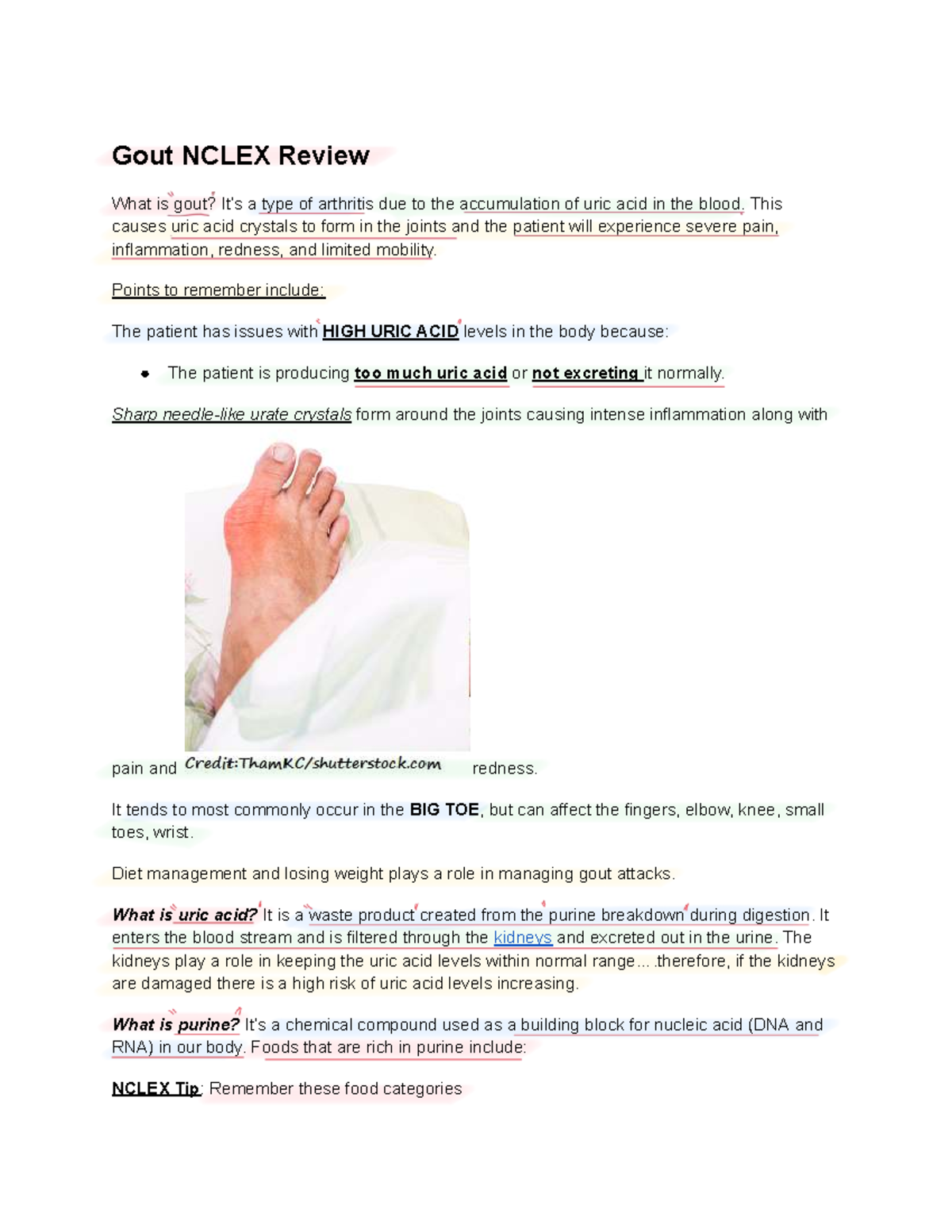 GOUT NCLEX Review: Understanding Gout and Its Management - Studocu
