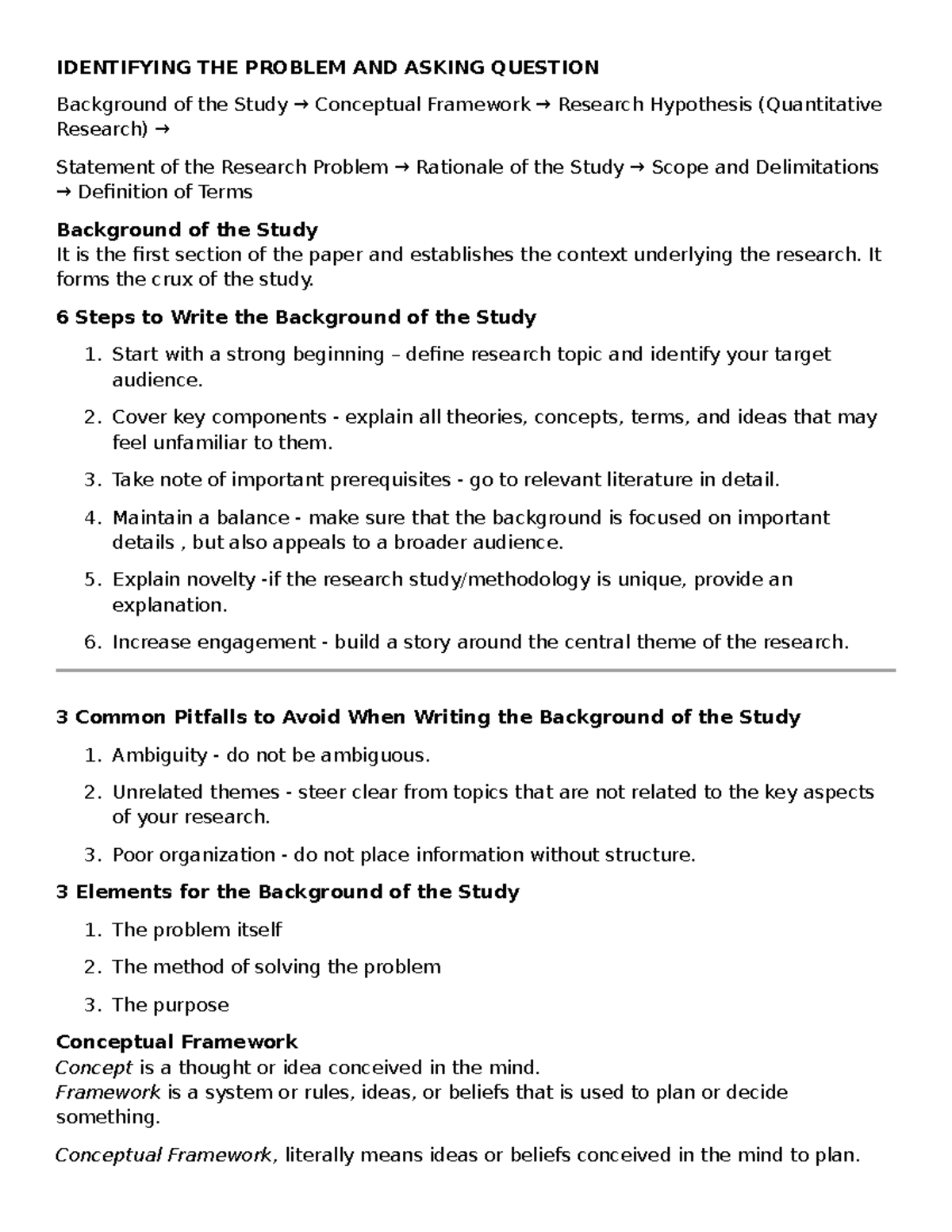 Identifying the Research Problem and Questions: A Guide - Studocu