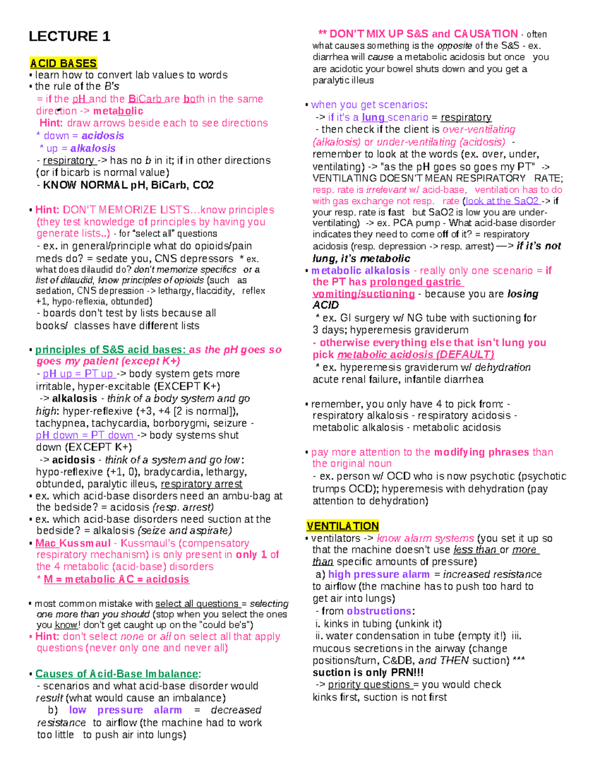 LECTURE 1: ACID-BASE BALANCE & LAB VALUE INTERPRETATION - Studocu