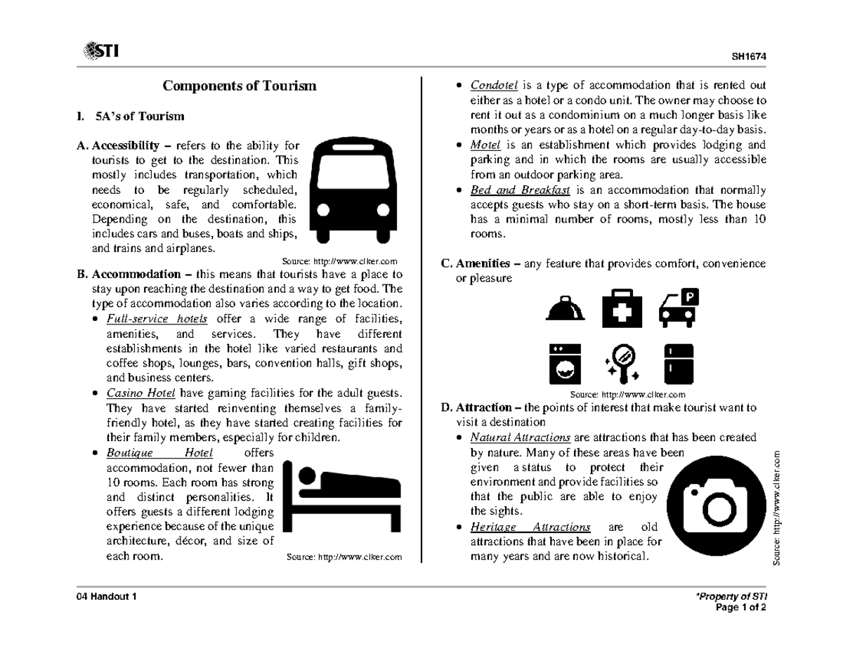 5A's of Tourism: Key Components & Insights (SH167 4) - Studocu