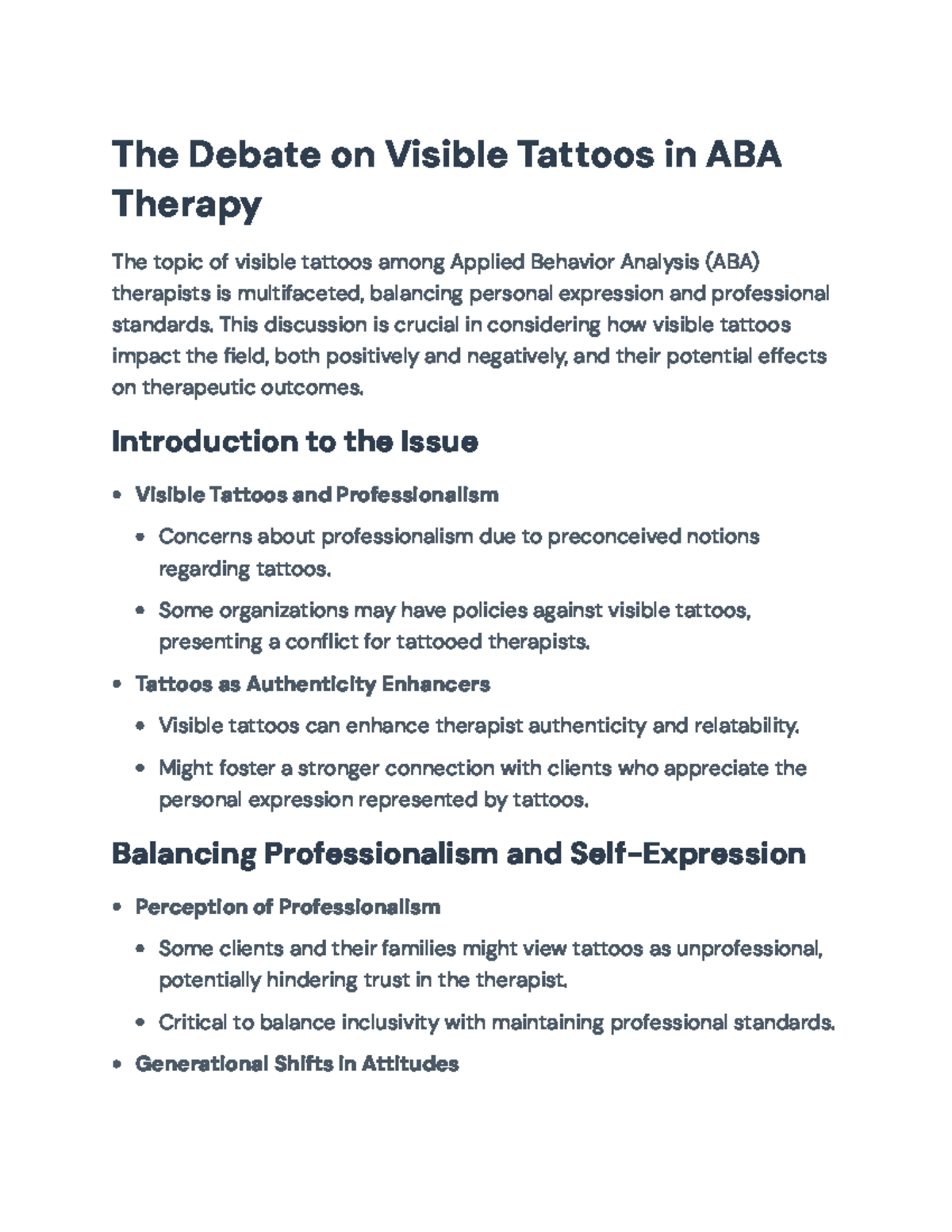Debate on Visible Tattoos in ABA Therapy: Professionalism vs ...