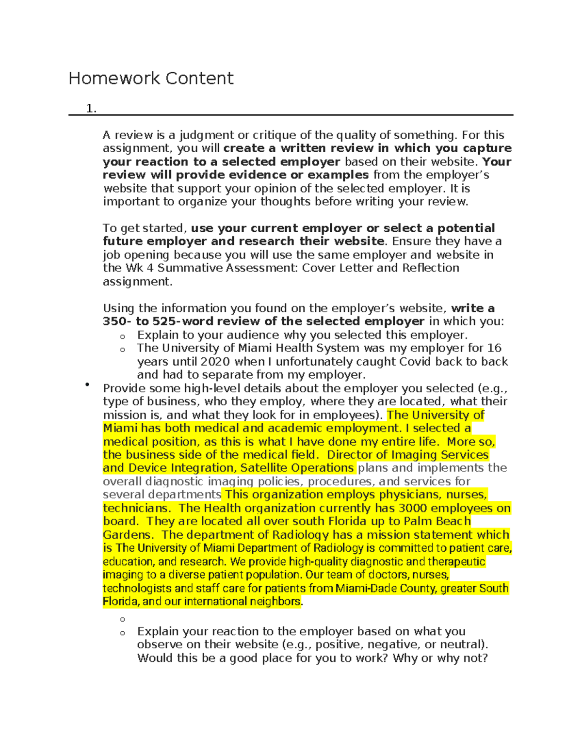 Eng 1102 Week 2 Homework: Employer Website Review Assignment - Studocu