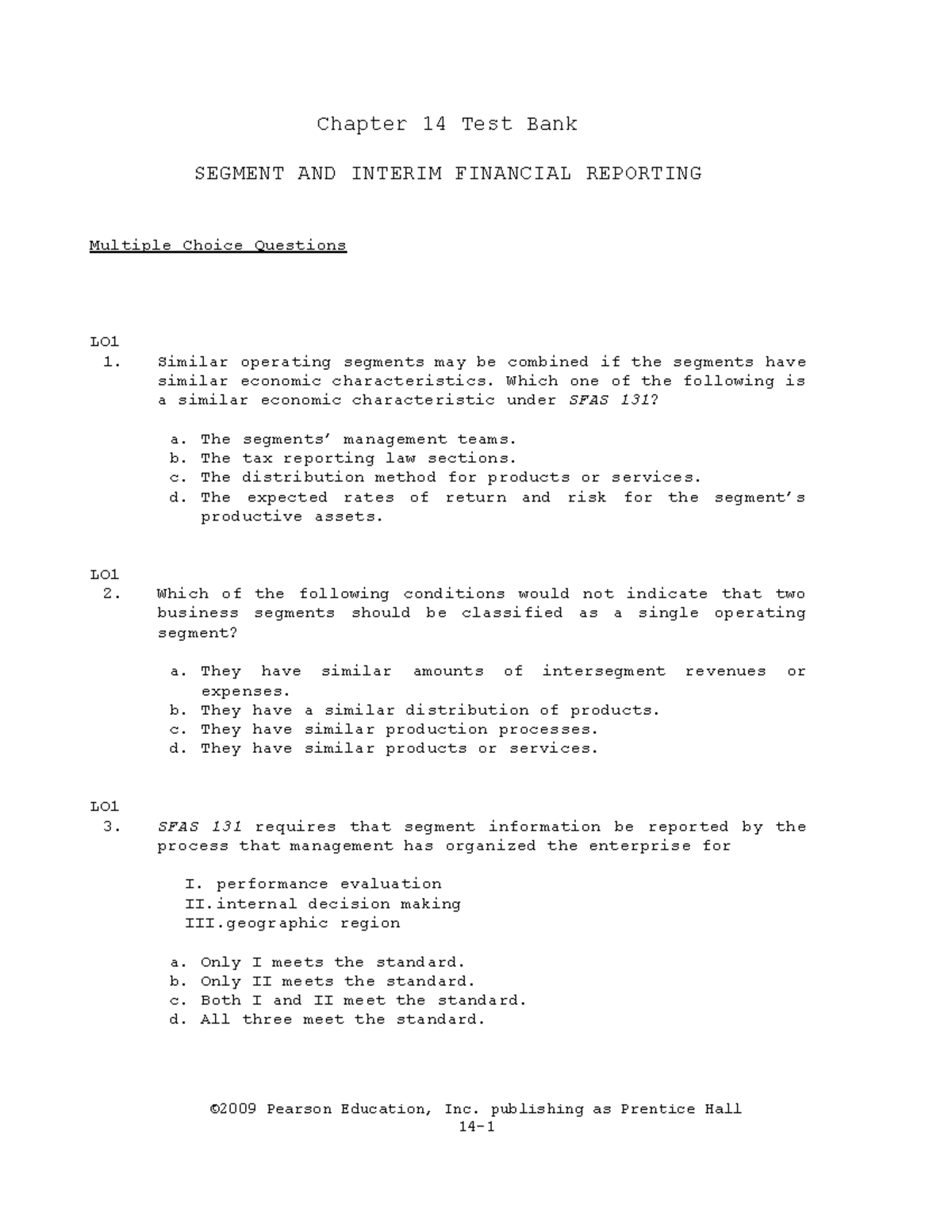 Chapter 14 Test Bank: Segment & Interim Financial Reporting Insights ...
