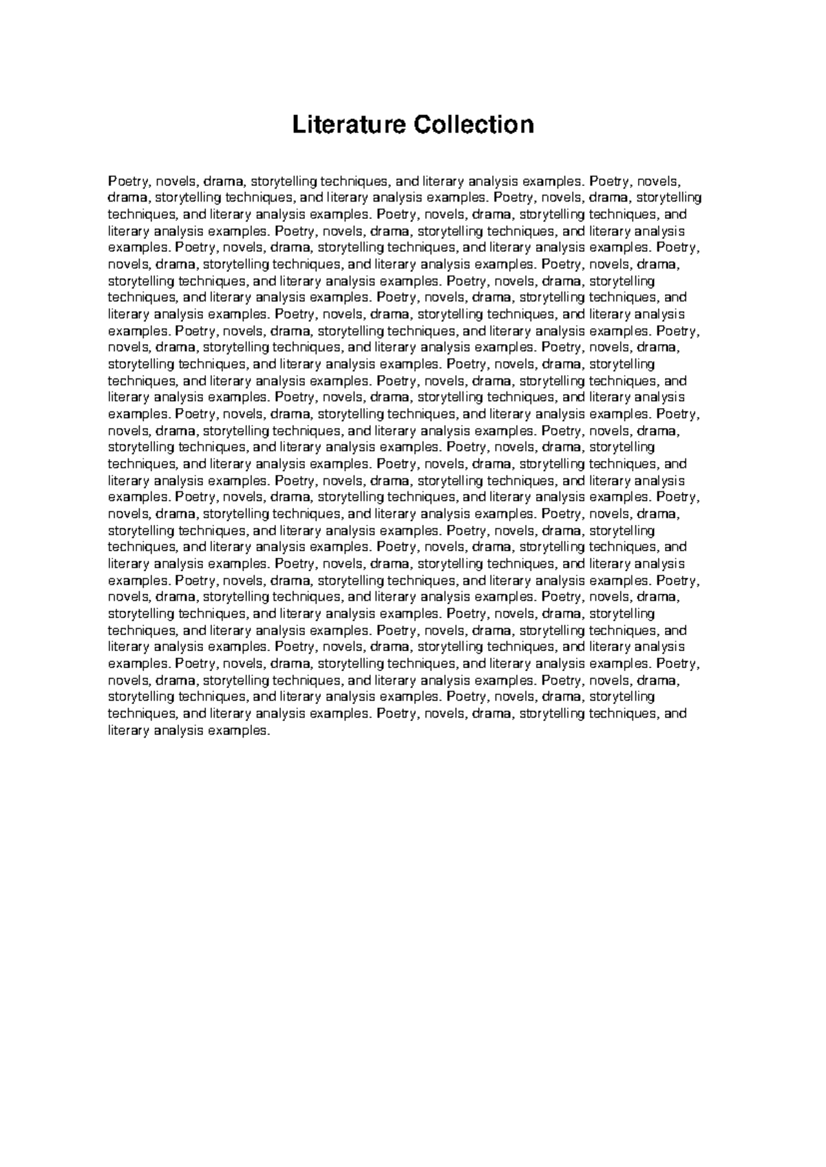 Literature Collection: Poetry, Novels, Drama & Analysis Techniques ...