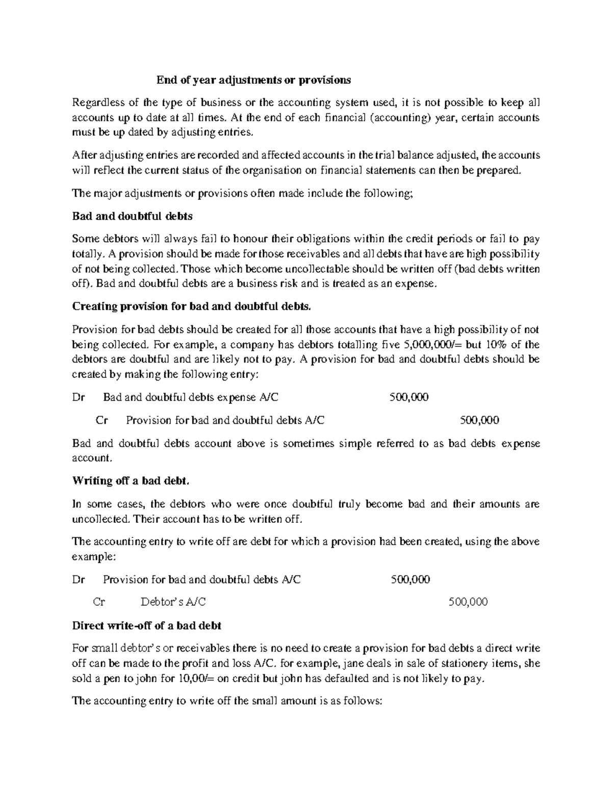 Lecture 1: Year-End Adjustments & Provisions in Accounting - Studocu