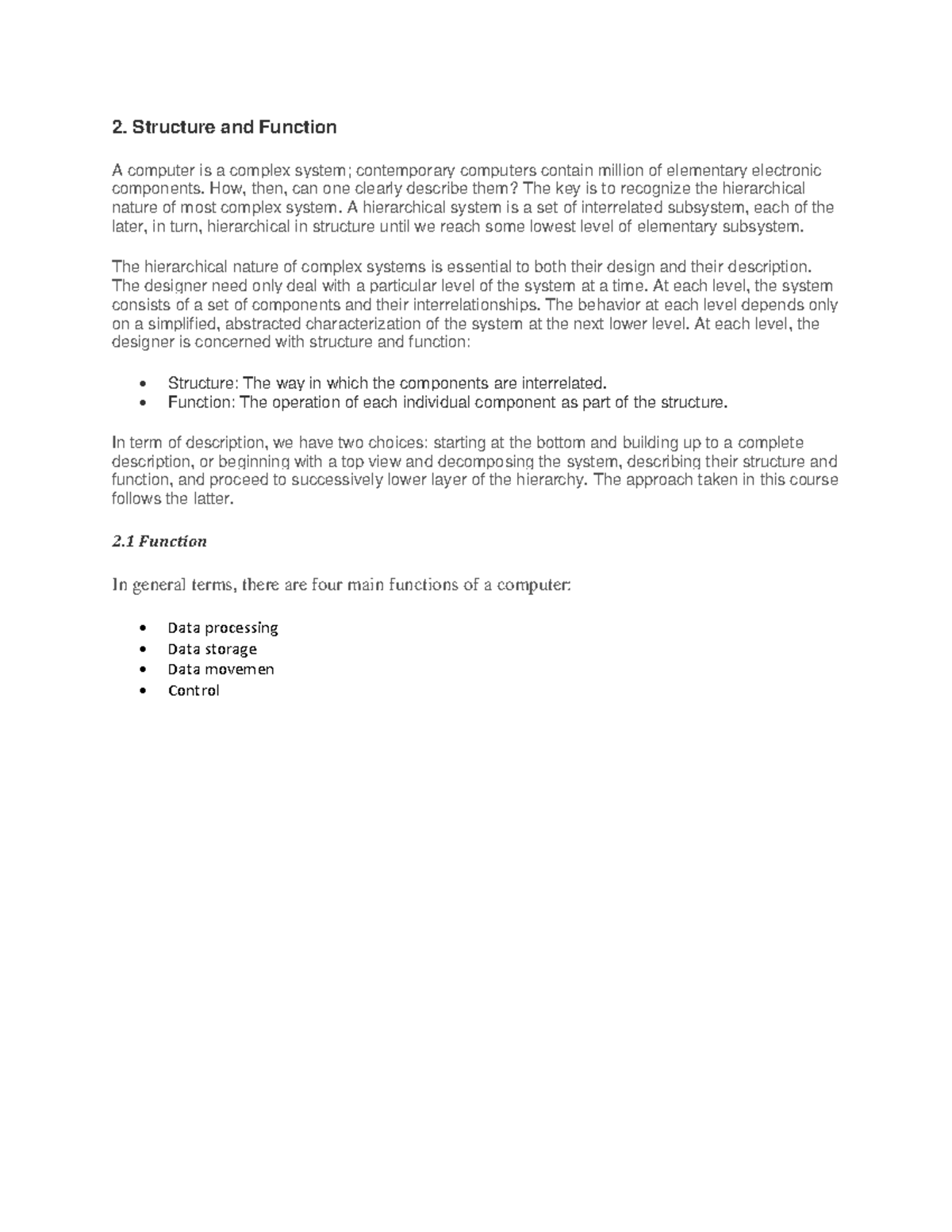 Understanding Computer Structure and Functions: An Overview - Studocu