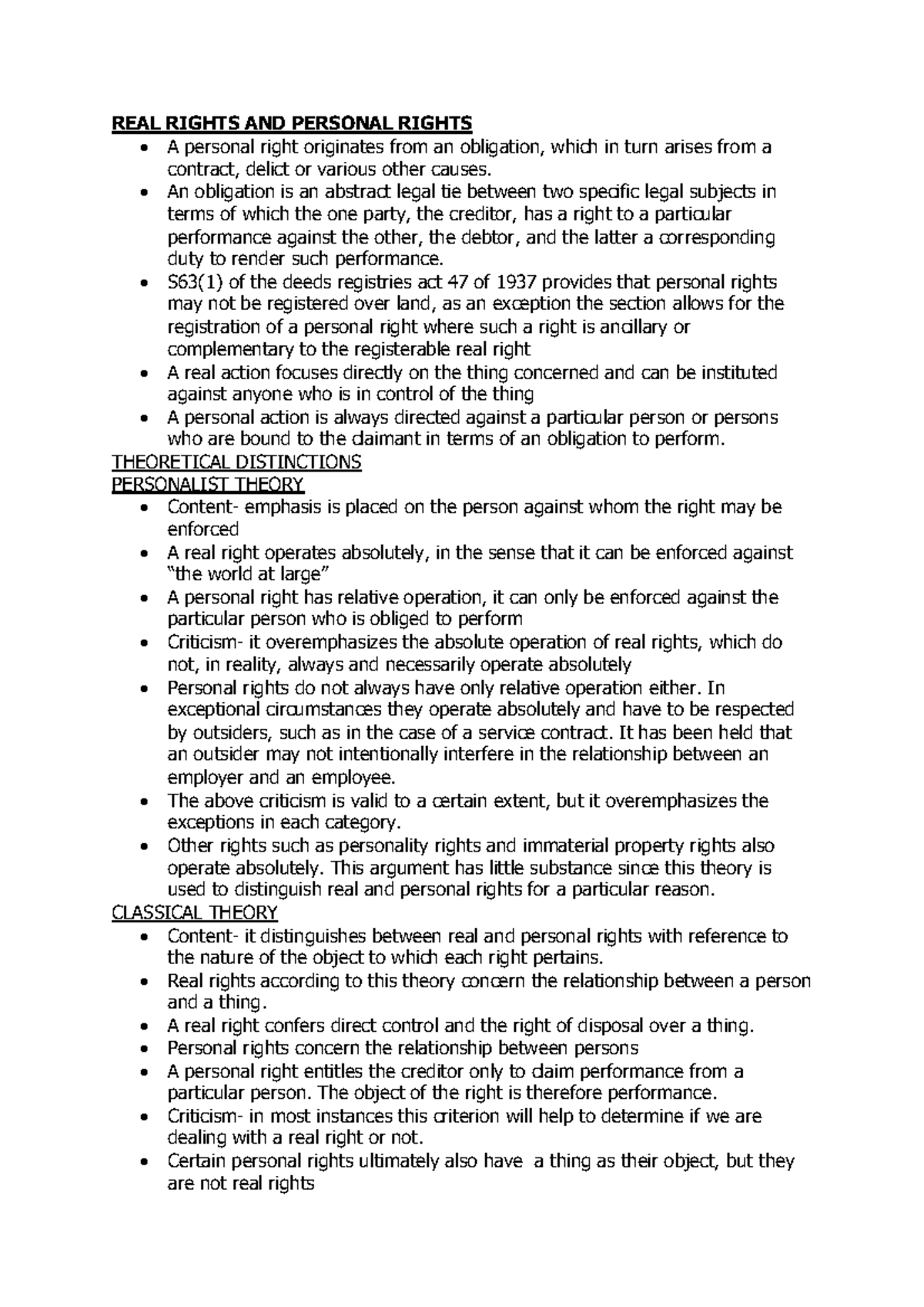 REAL Rights AND Personal Rights - REAL RIGHTS AND PERSONAL RIGHTS A ...