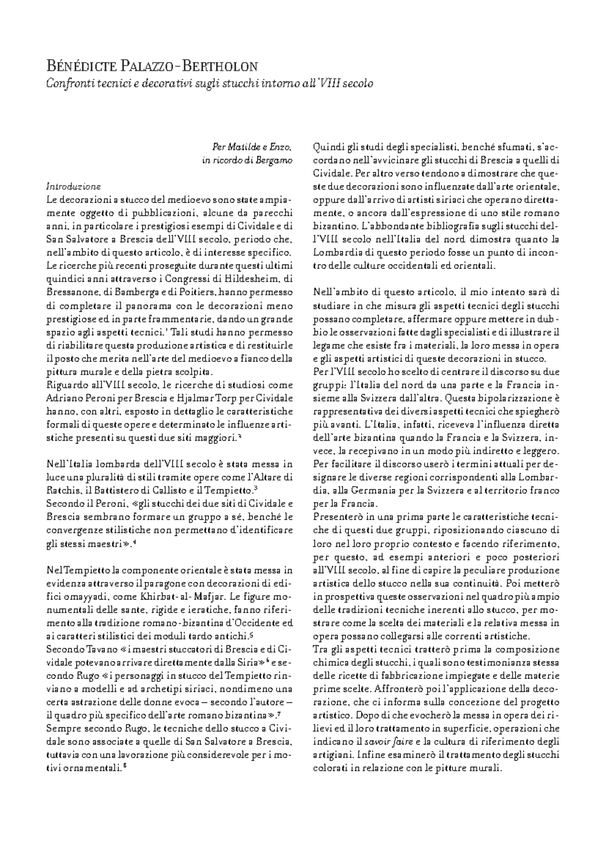 Confronti tecnici e decorativi sugli stucchi nell'VIII secolo - Studocu