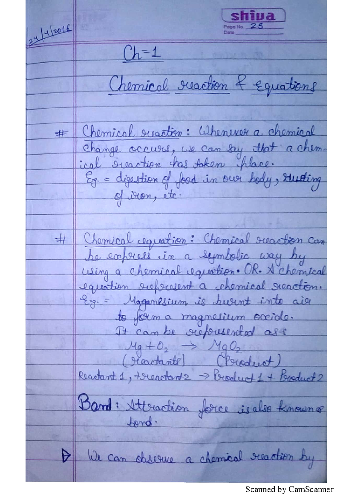 Chemical Reaction Notes - Class 1 - Studocu