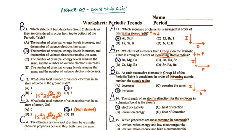 Extra Practice - Periodic Trends 3: Answer Key for Unit 3 - Studocu