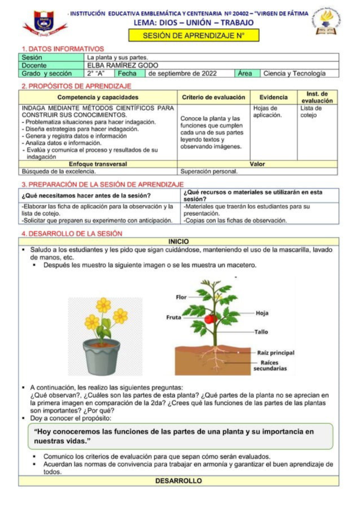 Sesion LA Planta - educacion inicial - Studocu