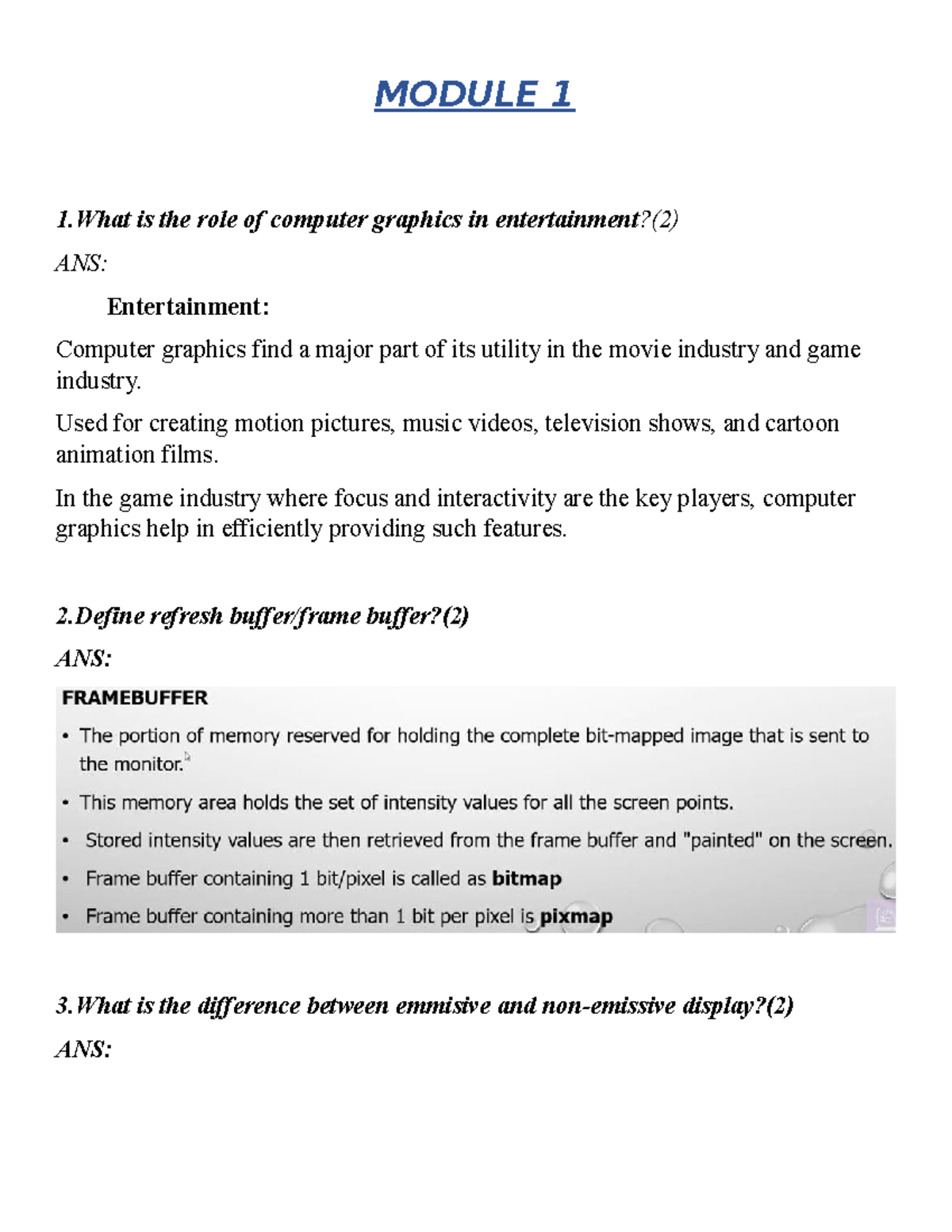 Module 1 CG - letchure note - MODULE 1 1 is the role of computer ...