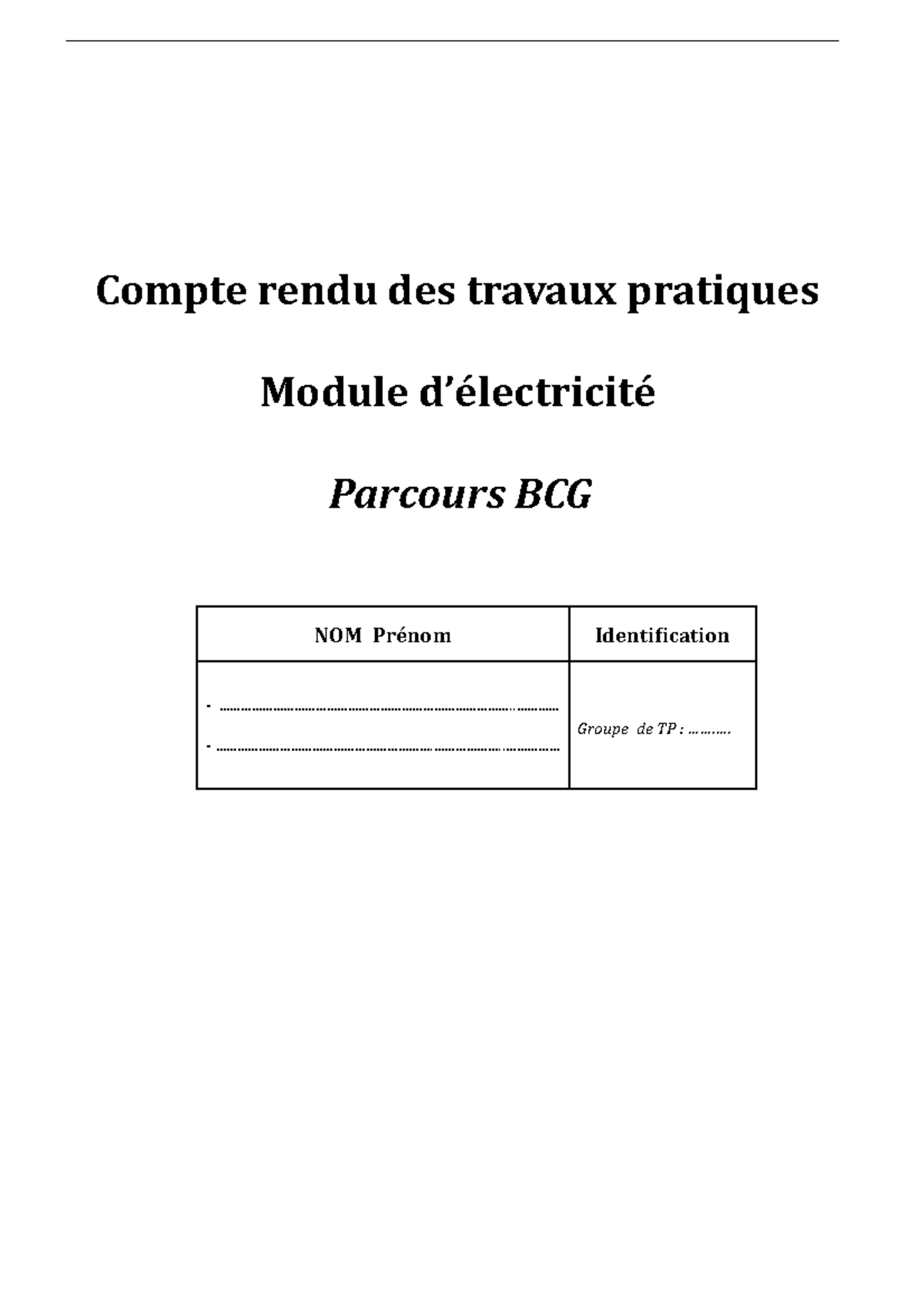 Compte Rendu de TP d'Électricité BCG - Mesure et Analyse des Signaux - Studocu