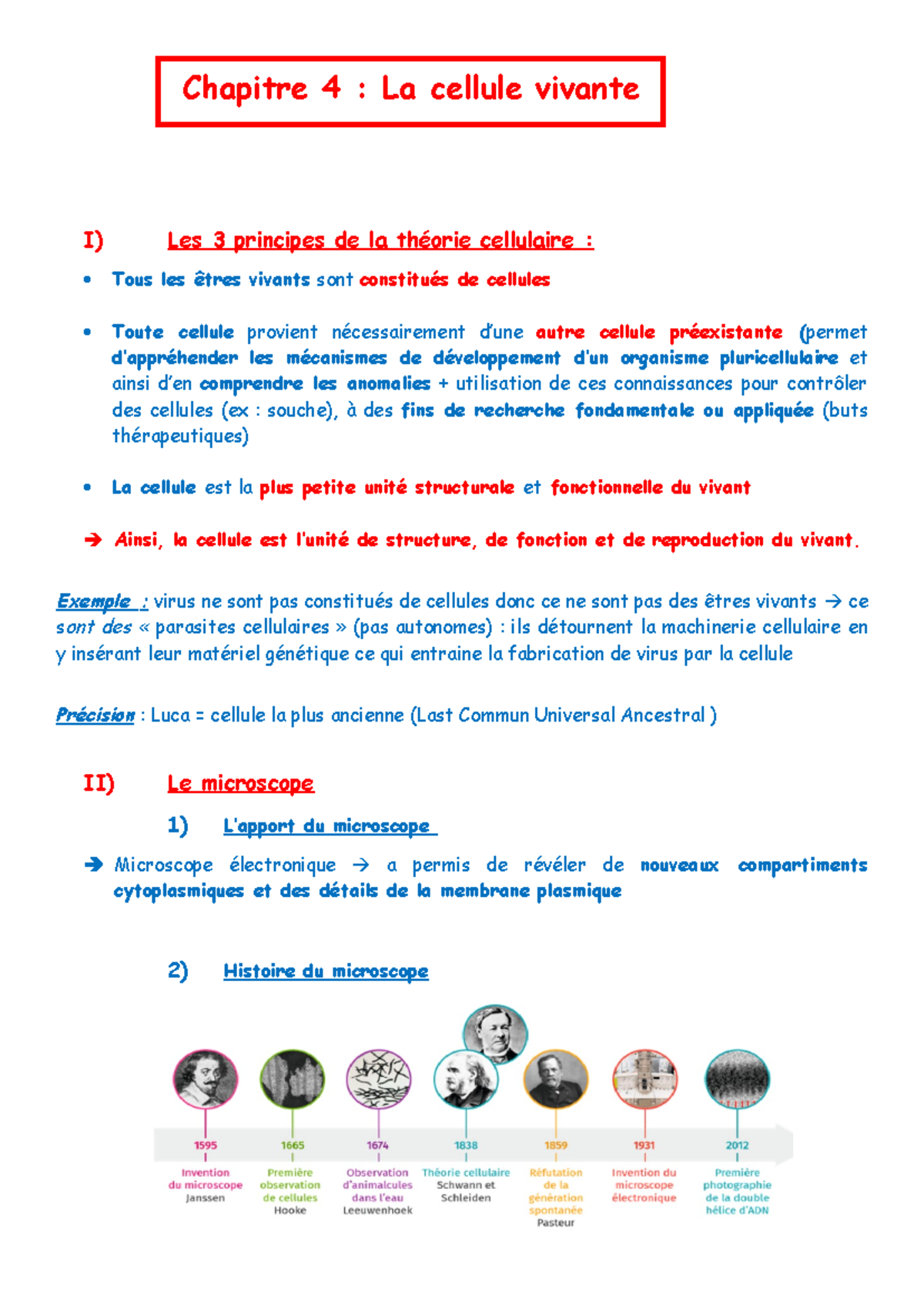 Chapitre 4 La cellule vivante - I) Les 3 principes de la théorie ...