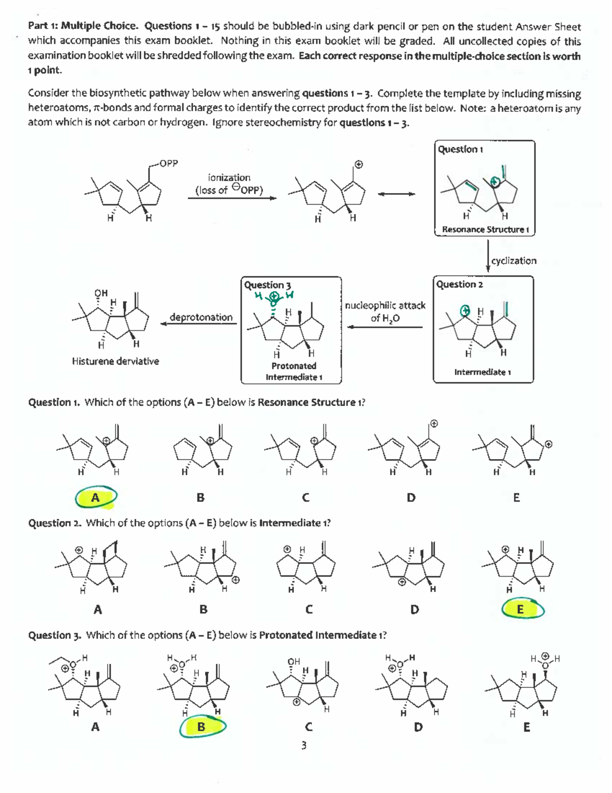 Key - Midterm 2 Answer Key for Organic Chemistry Exam (Questions 1-25 ...