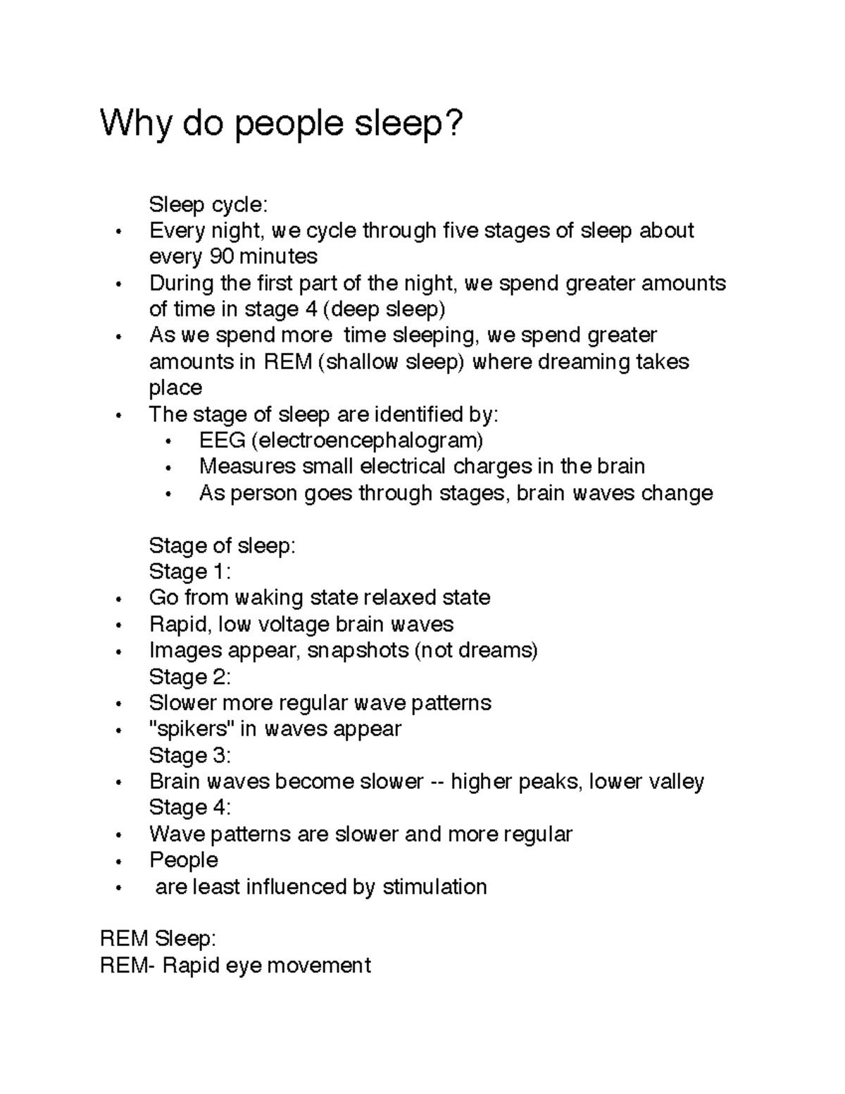 Psych 3 - Why do people sleep? - Why do people sleep? Sleep cycle ...
