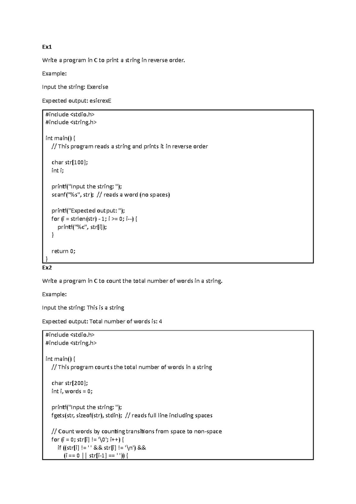 Lab5 Solutions - C Programs for String Manipulation - Studocu