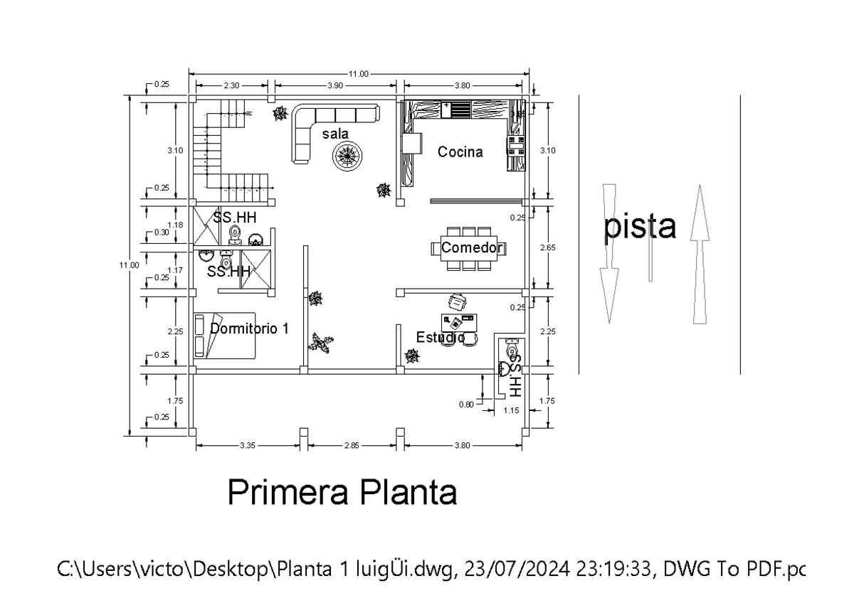 Planta 01 - TRABAJO EN CLASE - pista ####### 11. ####### 11. Cocina sala Comedor Dormitorio 1SS ...