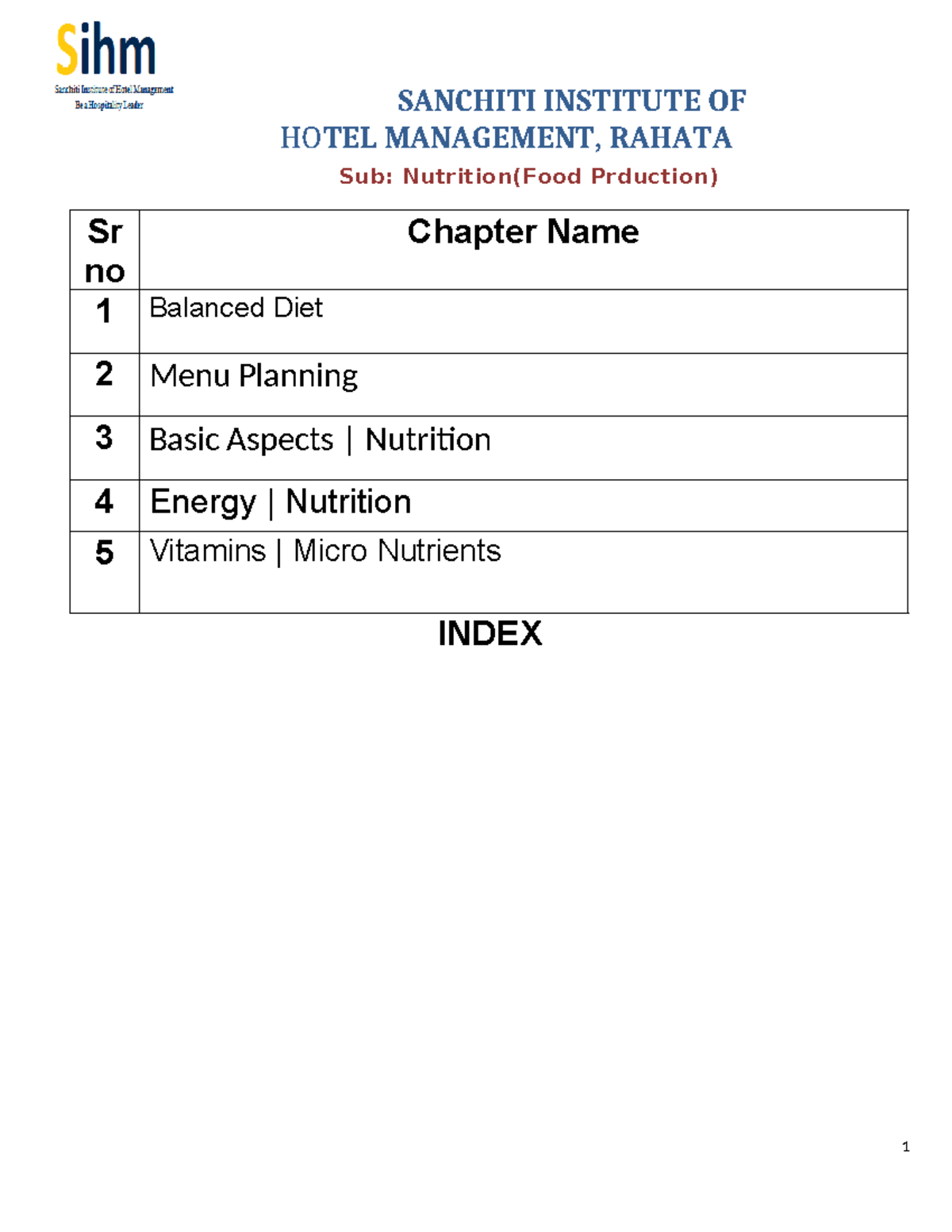 Nutrition Notes for Hotel Management (Food Production) - Studocu