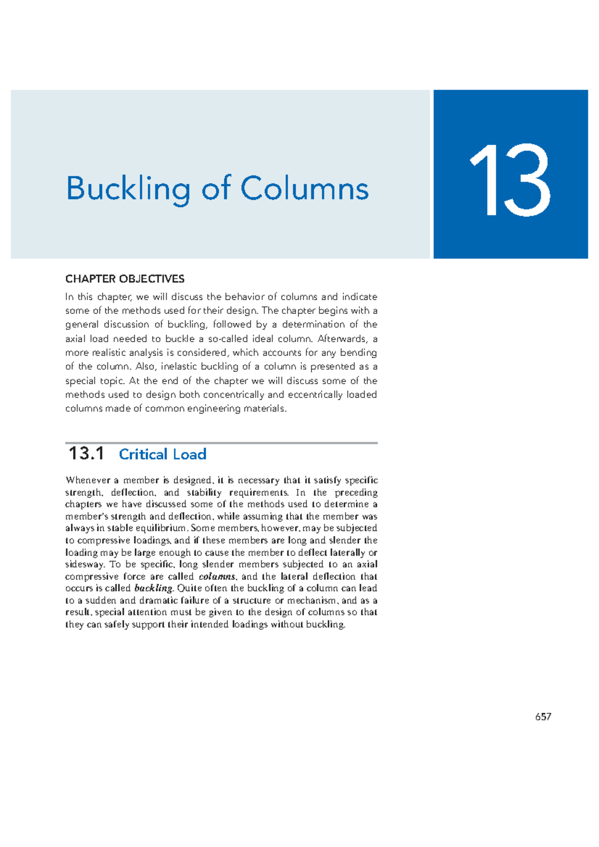 Buckling of Columns - Mechanics of Materials 13 Chapter Overview - Studocu