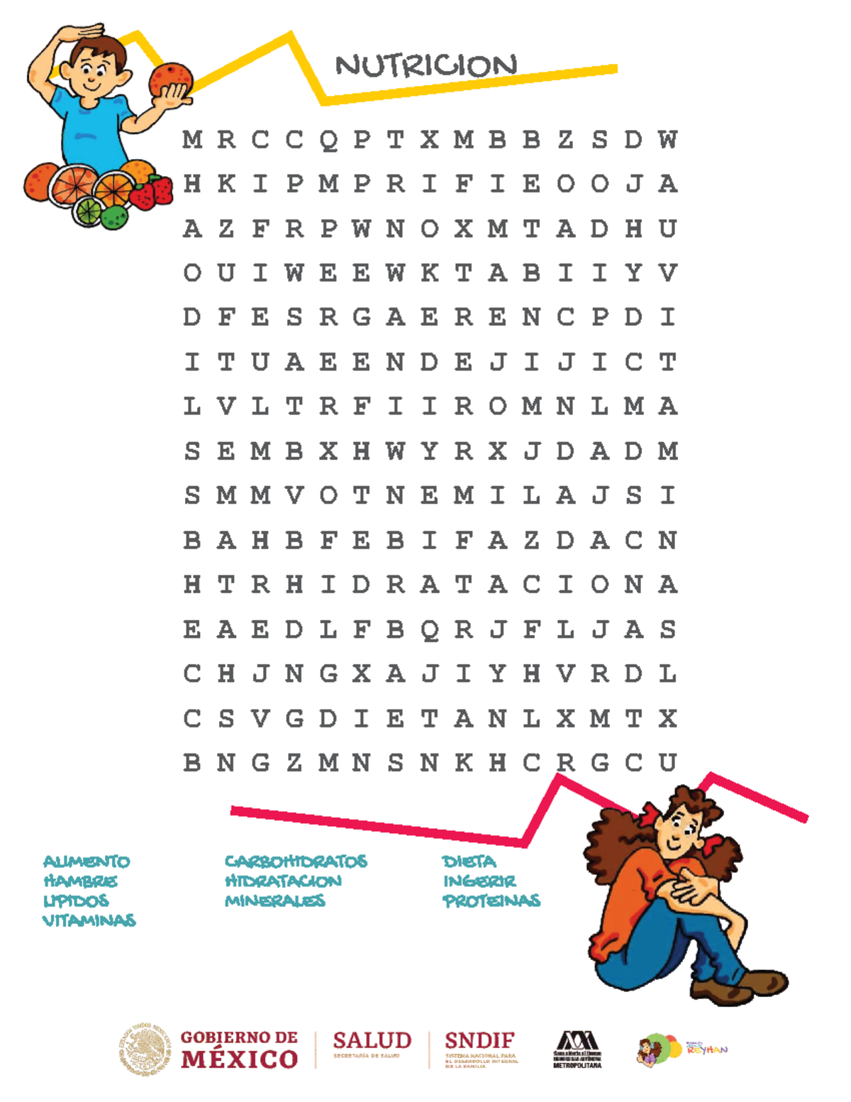 NUTRICION: Sopa de Letras de Nutrientes y Alimentos - Studocu