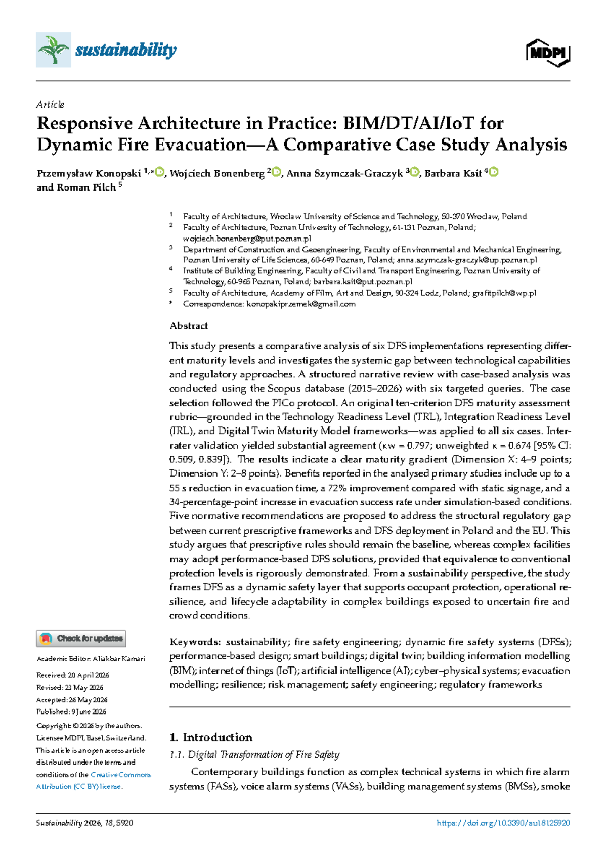 Comparative Case Study Analysis of Dynamic Fire Safety Systems (DFS ...