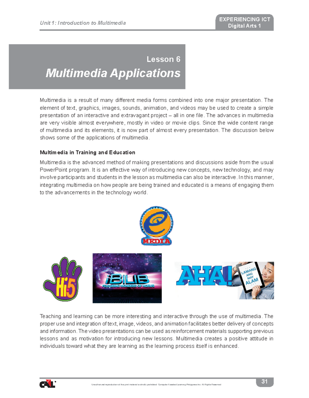 Digital Arts 1: Multimedia Applications for Grade 8 ICT Students - Studocu