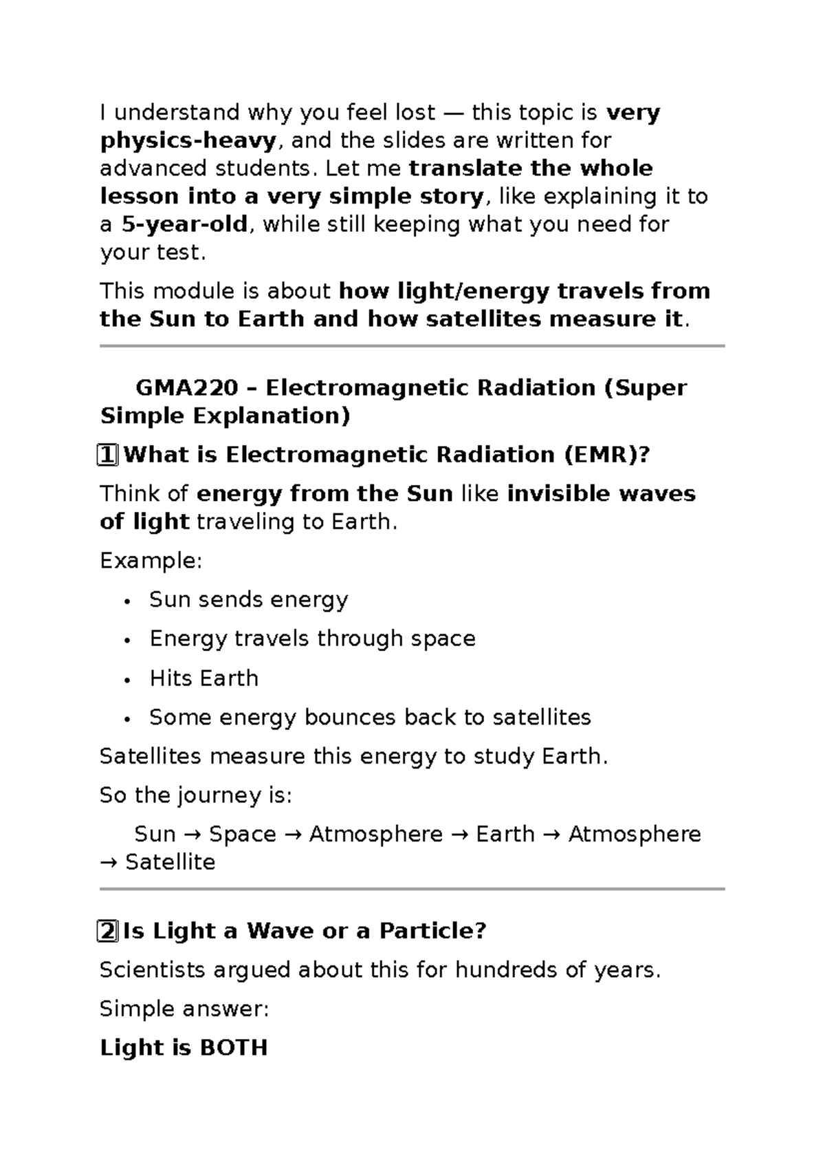 GMA220 Electromagnetic Radiation & Image Correction Simplified Notes ...