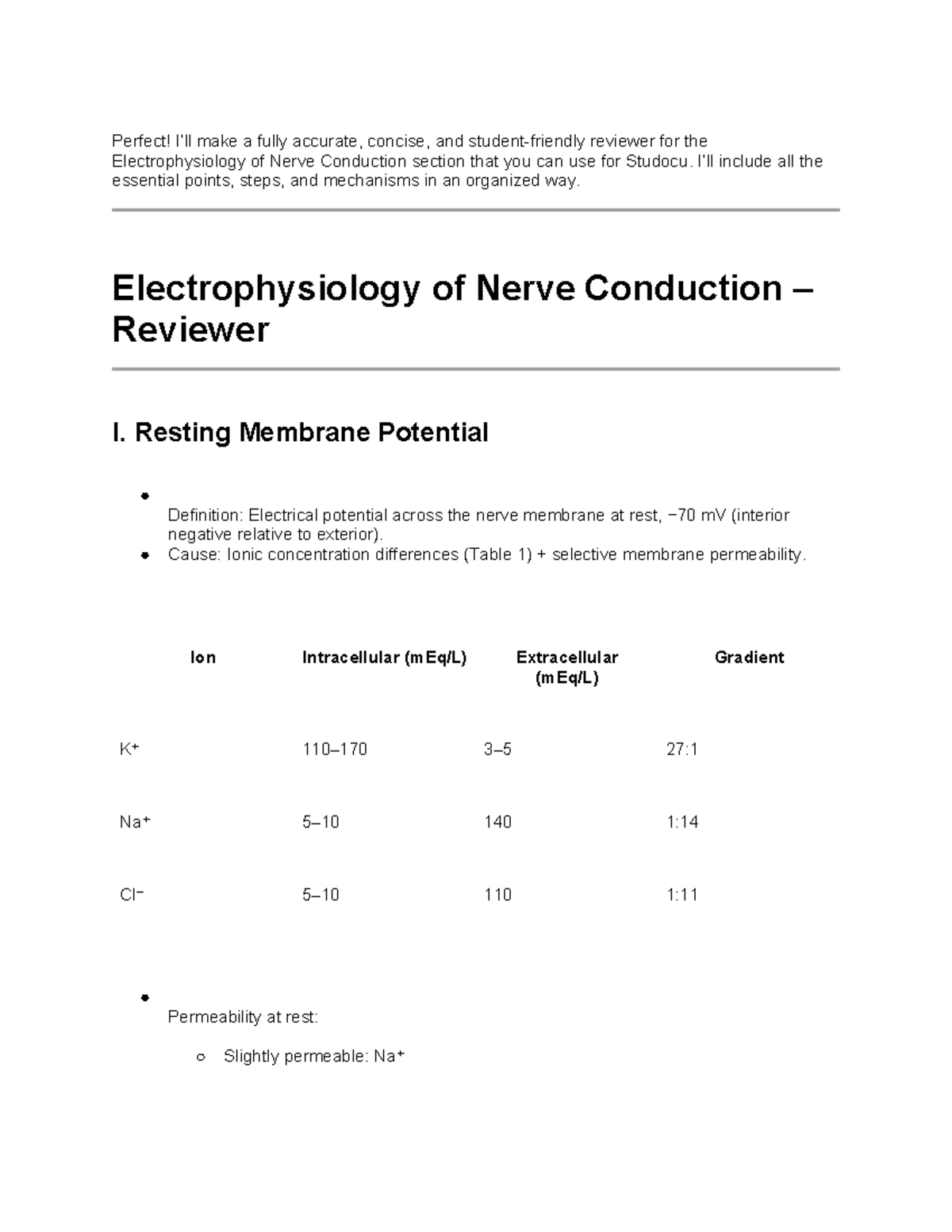 Electrophysiology of Nerve Conduction Reviewer (NEURO 101) - Studocu