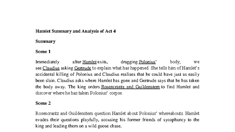 Hamlet (ENG 101) Act 4 Summary & Analysis: Key Scenes Explained - Studocu