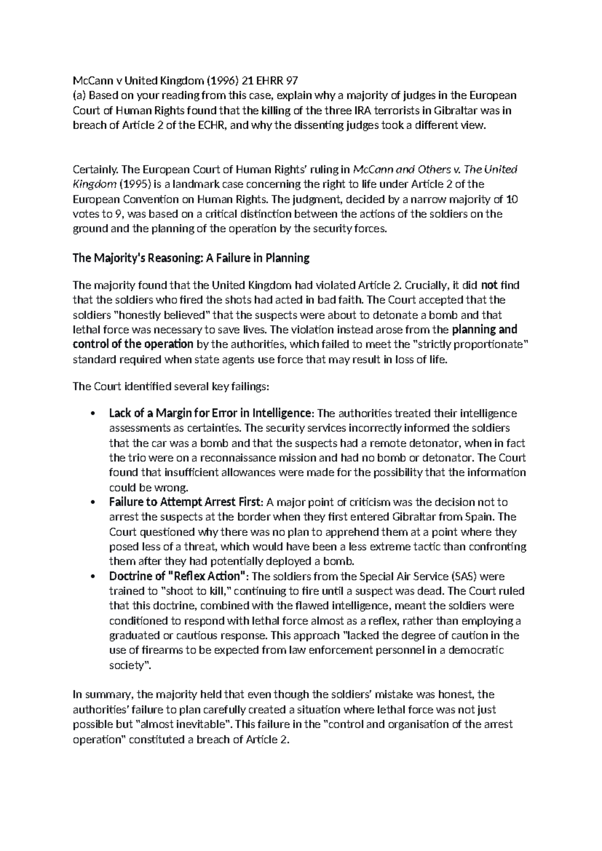 Human Rights WS 5 & 6: McCann v UK & Guzzardi v Italy Case Analysis ...