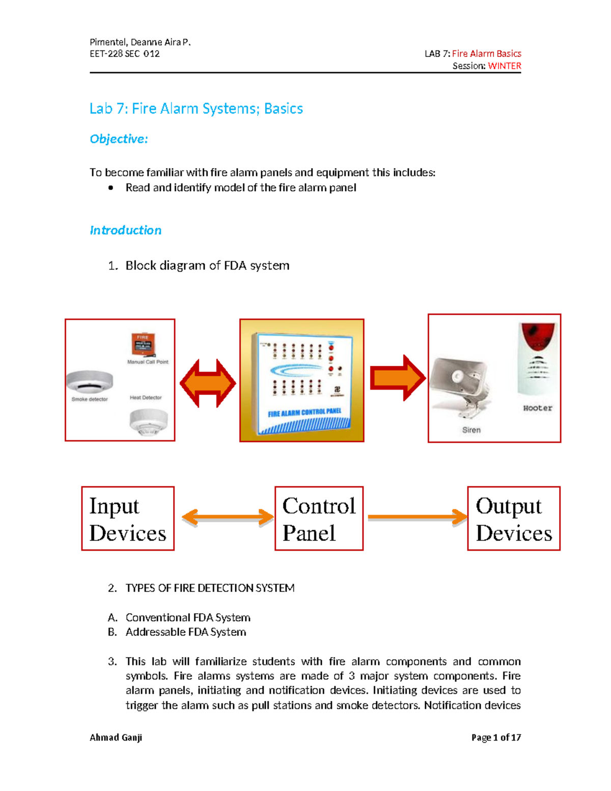 EET-228 Lab 7: Understanding Fire Alarm Systems and Devices - Studocu