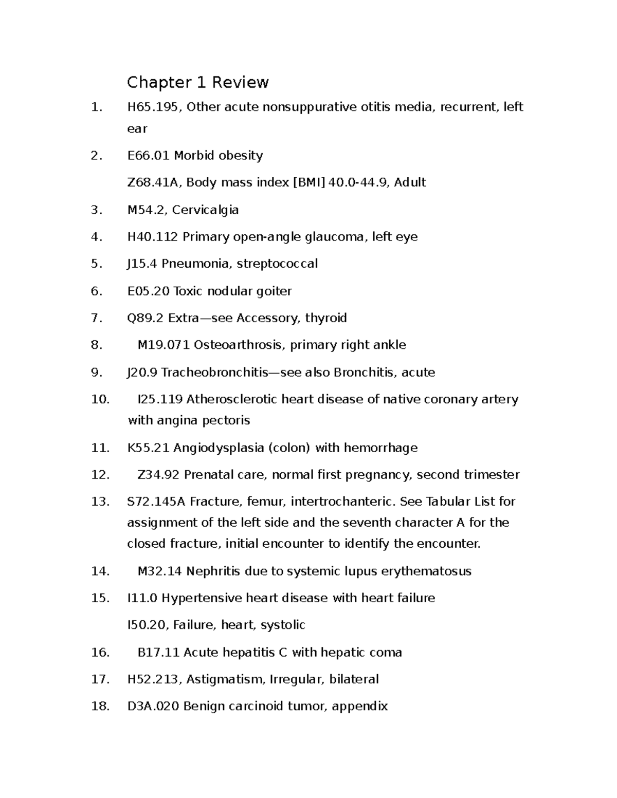 HCOA175-01 Chapter 1 Medical Terms Review and Key Diagnoses - Studocu