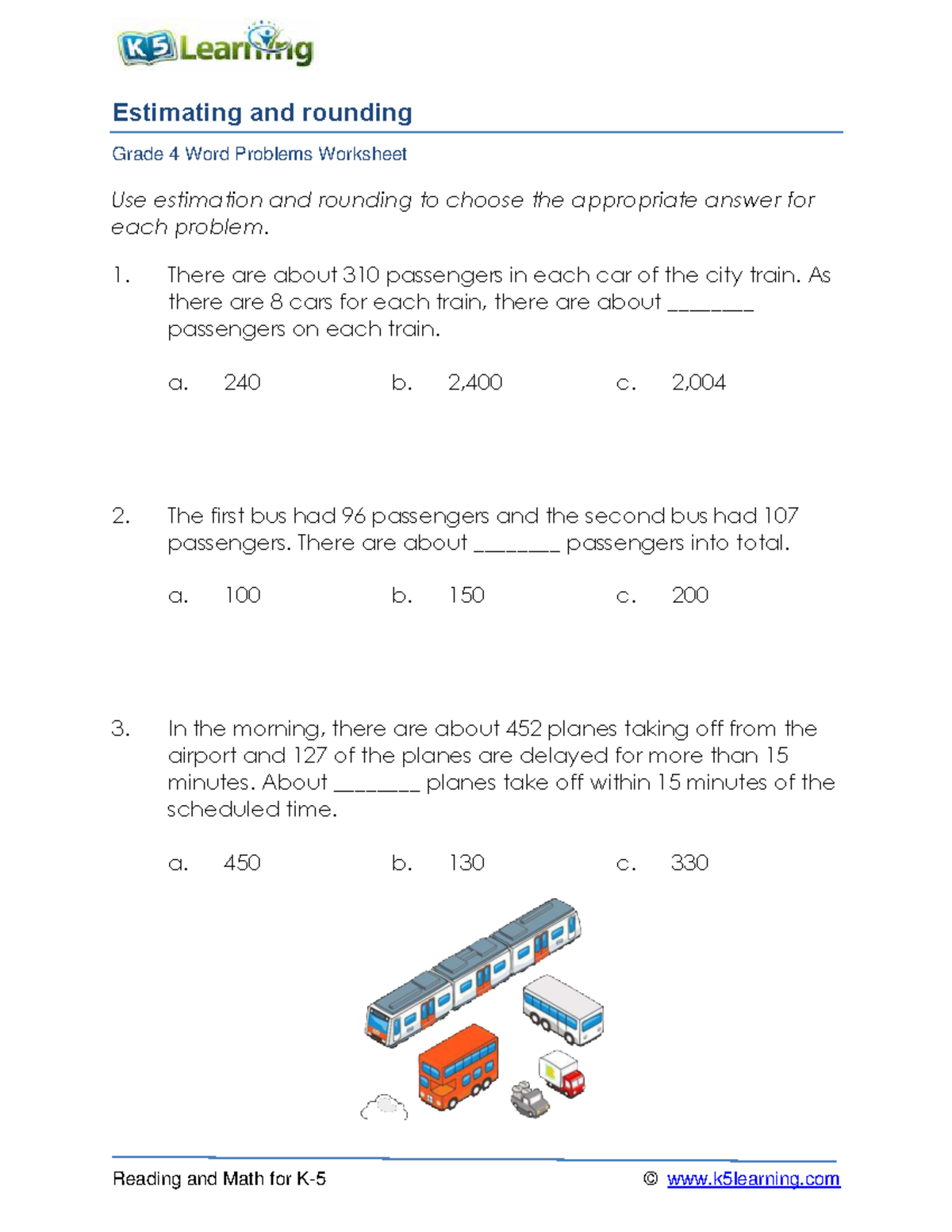 Grade 4 Estimation & Rounding Word Problems Worksheet 4 - Studocu