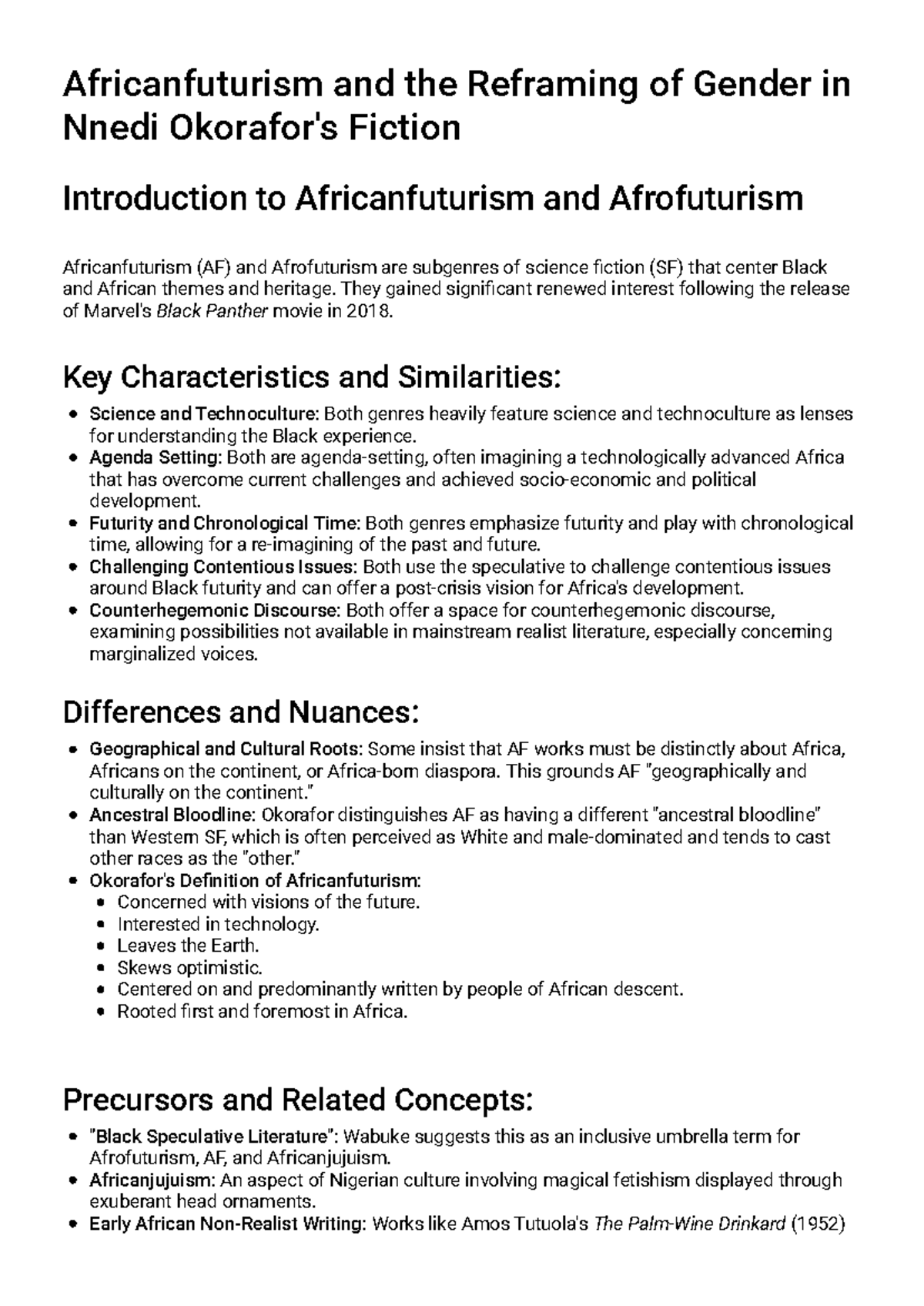 Africanfuturism and Gender Reframing in Nnedi's Fiction - Study Guide ...