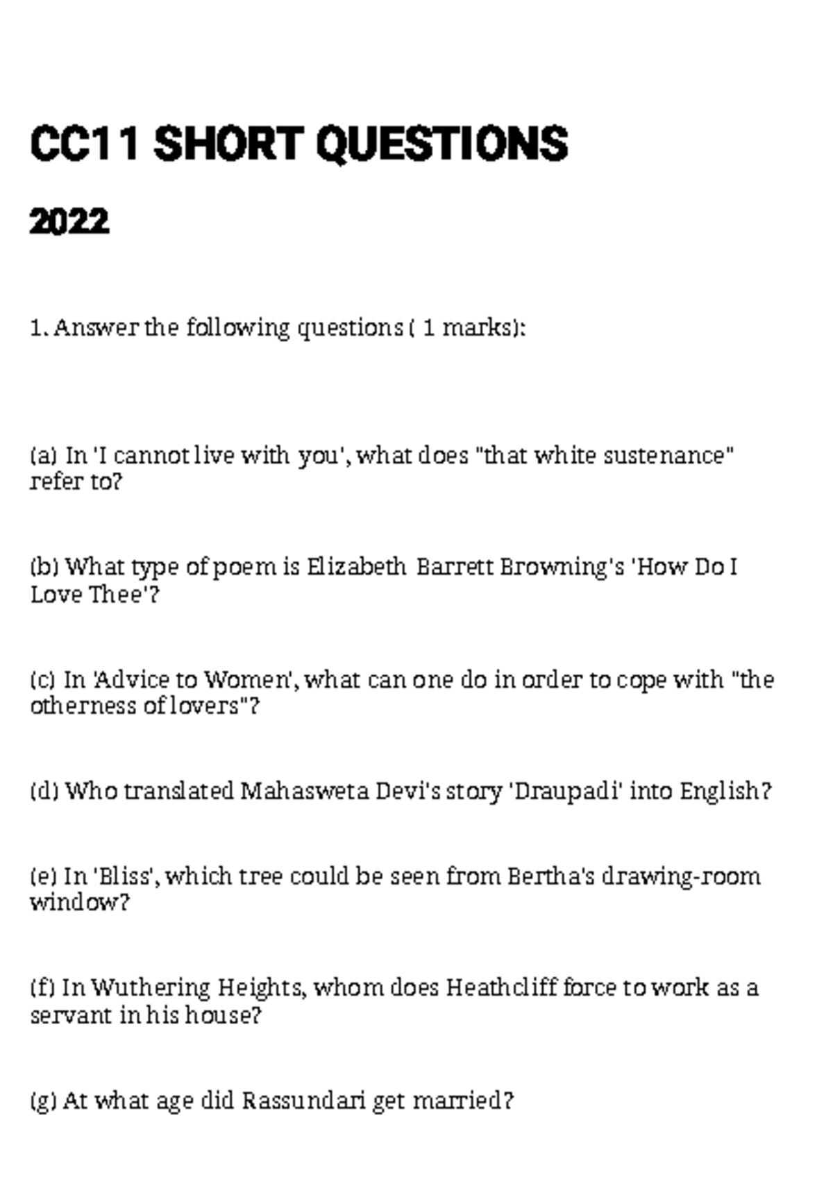CC11 SAQ 2022 - Short Answer Questions and Answers - Studocu