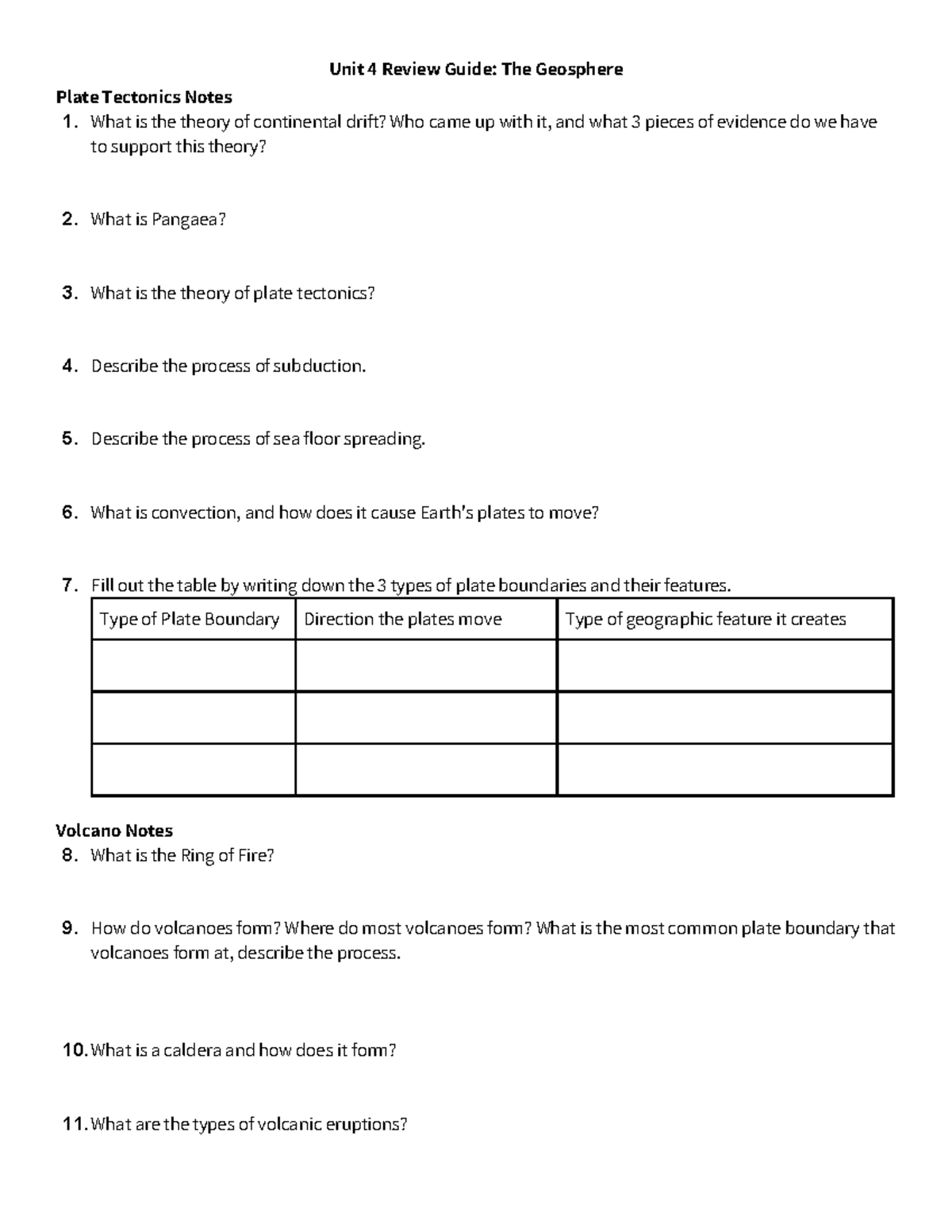 Unit 4 Review Guide: The Geosphere & Plate Tectonics Notes - Studocu