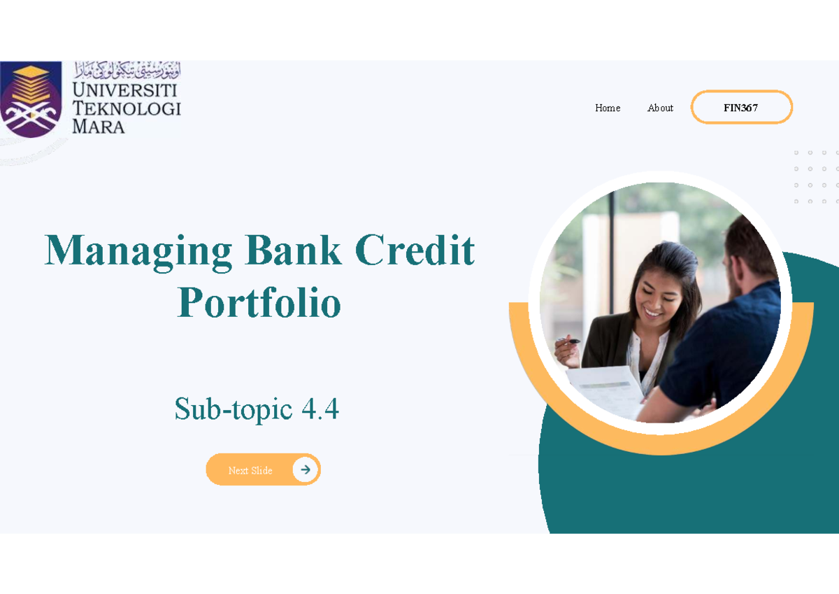 Chapter 4: FIN367 Loan Monitoring & Credit Portfolio Management - Studocu