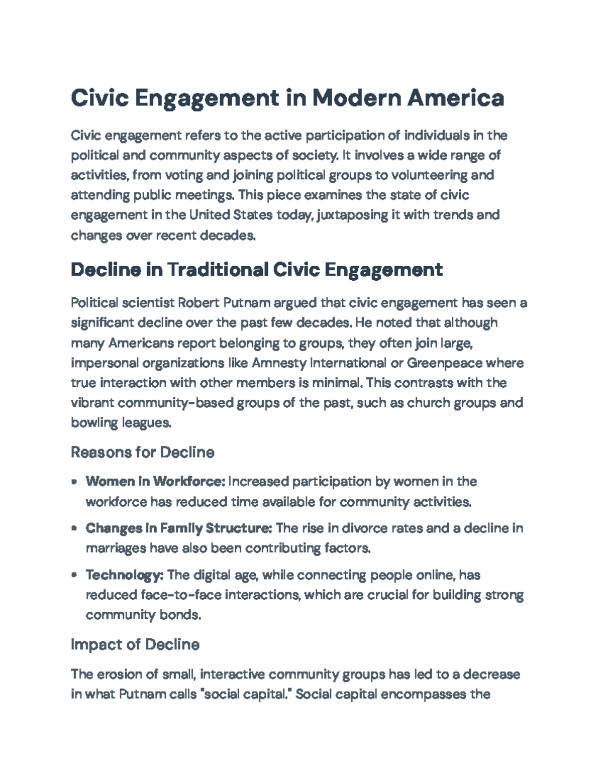 Civic Engagement Trends and Challenges in Modern America - Civic ...