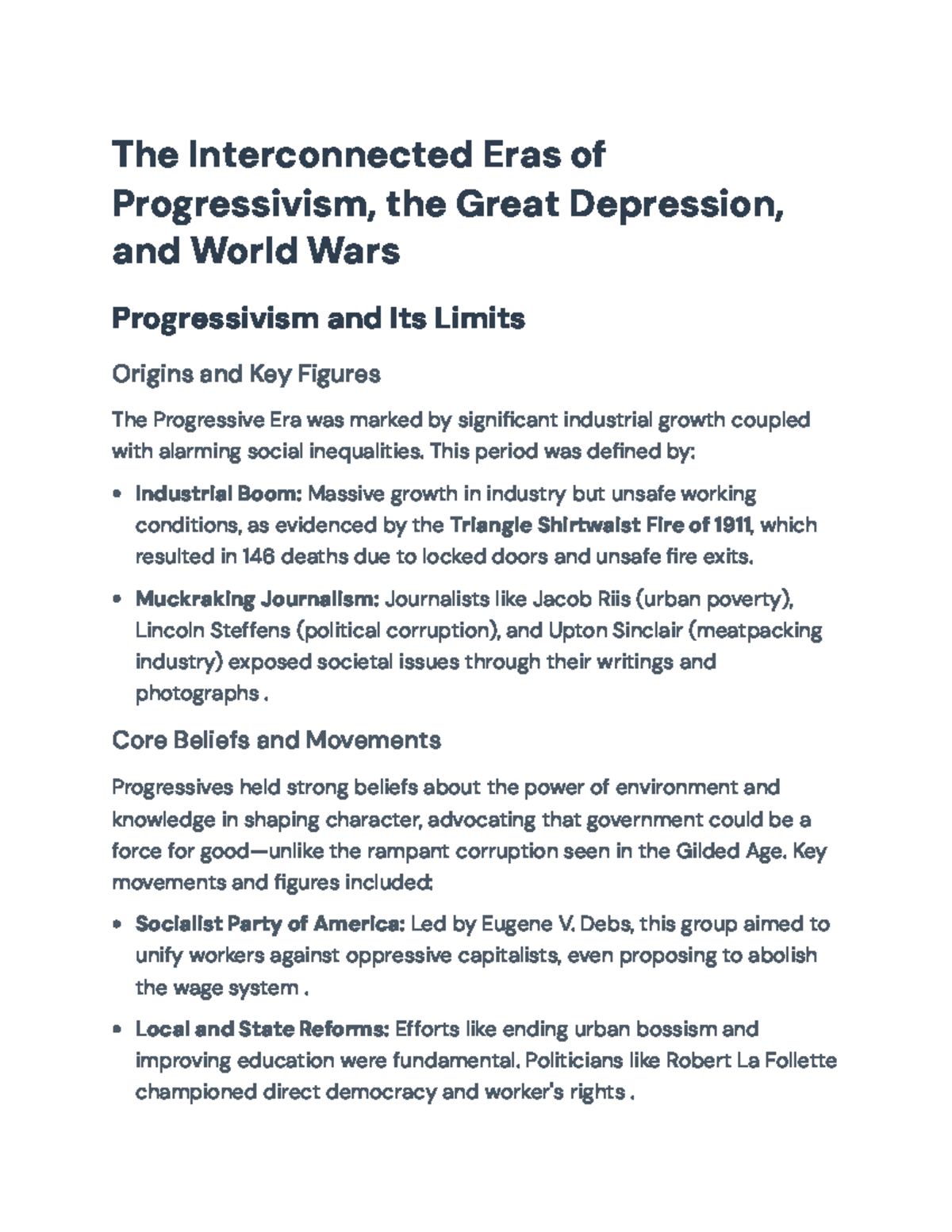 Interconnected Eras: Progressivism, Great Depression & WWII Analysis ...