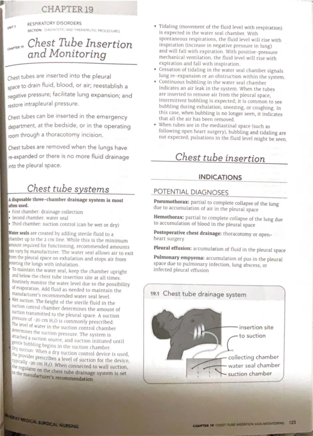 FINAL EXAM STUDY NOTES: CHAPTER 19 CHEST TUBE INSERTION & MONITORING ...