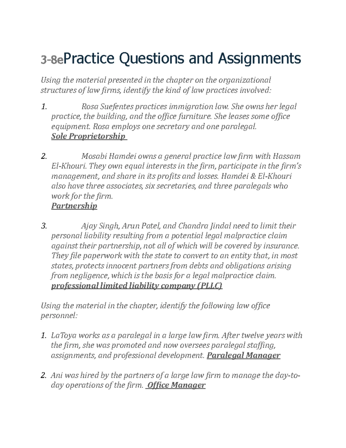 3-8e Practice Questions and Assignments - 3-8ePractice Questions and ...