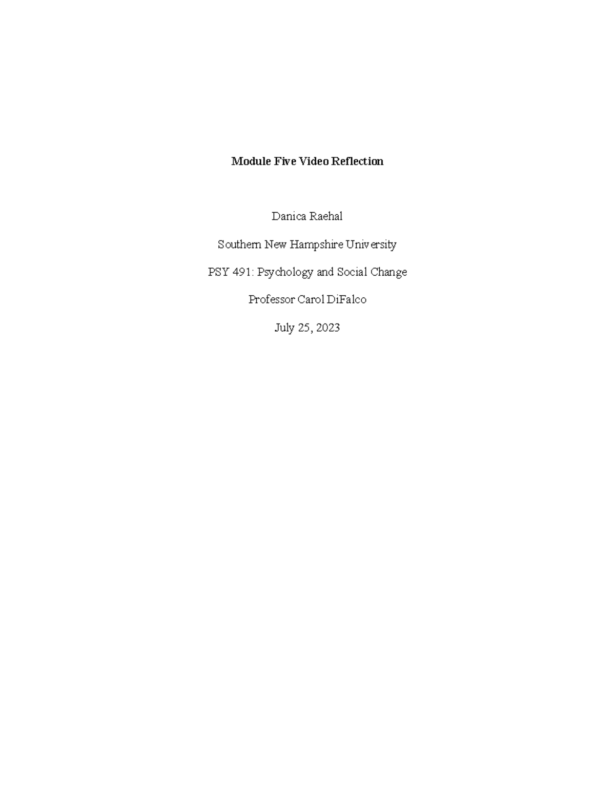 PSY 491 Module 5 Reflection on Goals and Motivation - Studocu