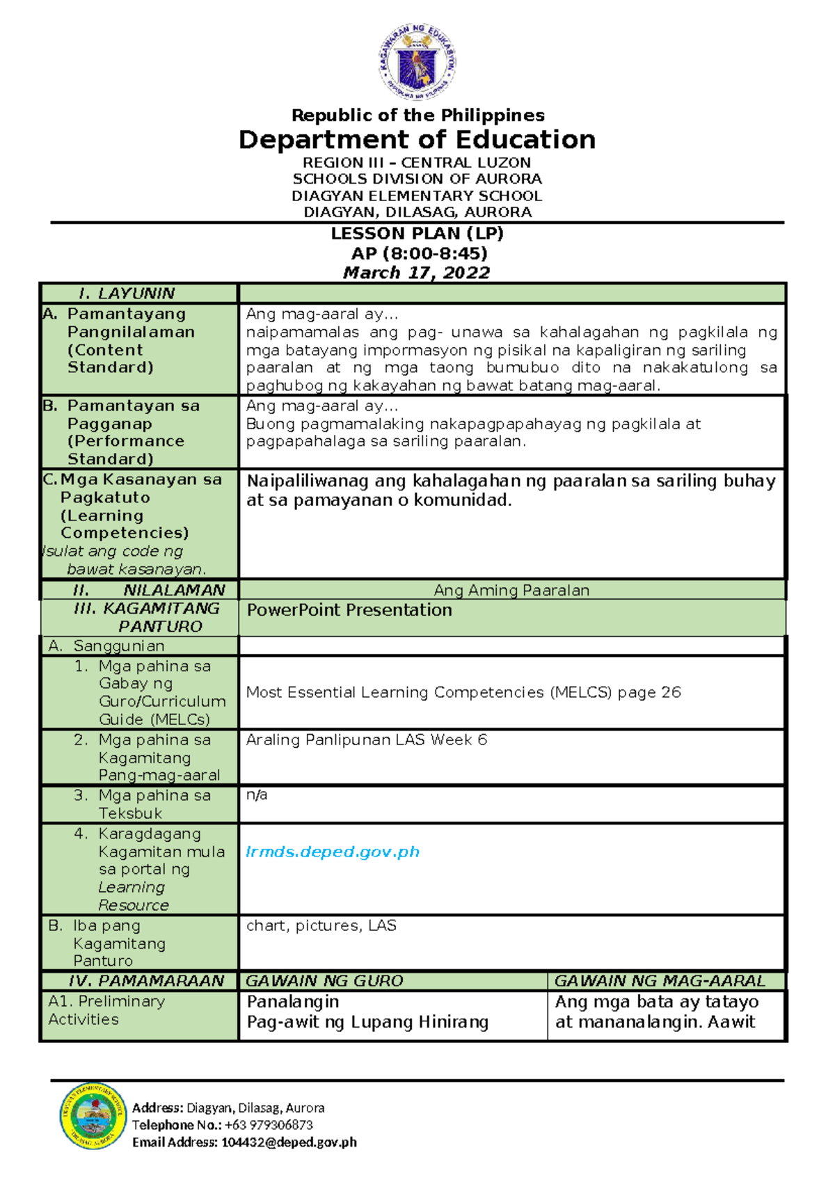Lesson Plan (LP) AP 600423297 Week 6: Developing Learning Competencies ...
