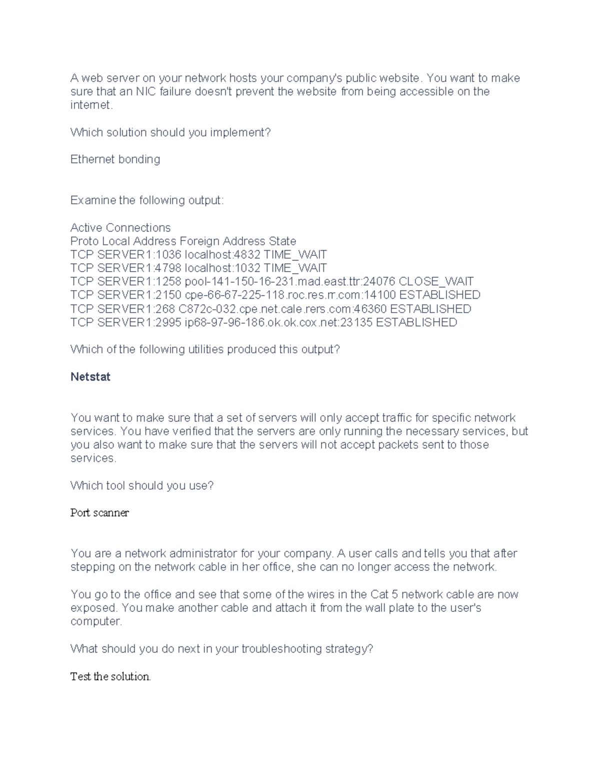 Quiz 6: Network Configuration and Troubleshooting Techniques - Studocu
