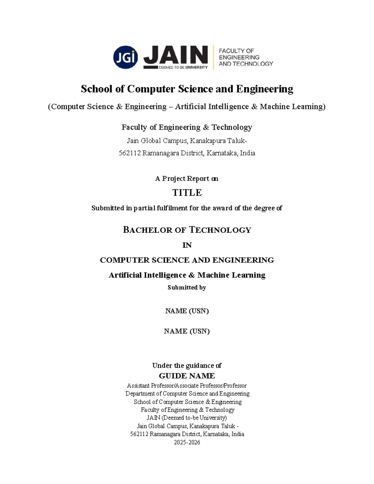 B.Tech Project Report: AI & ML in Computer Science Engineering - Studocu