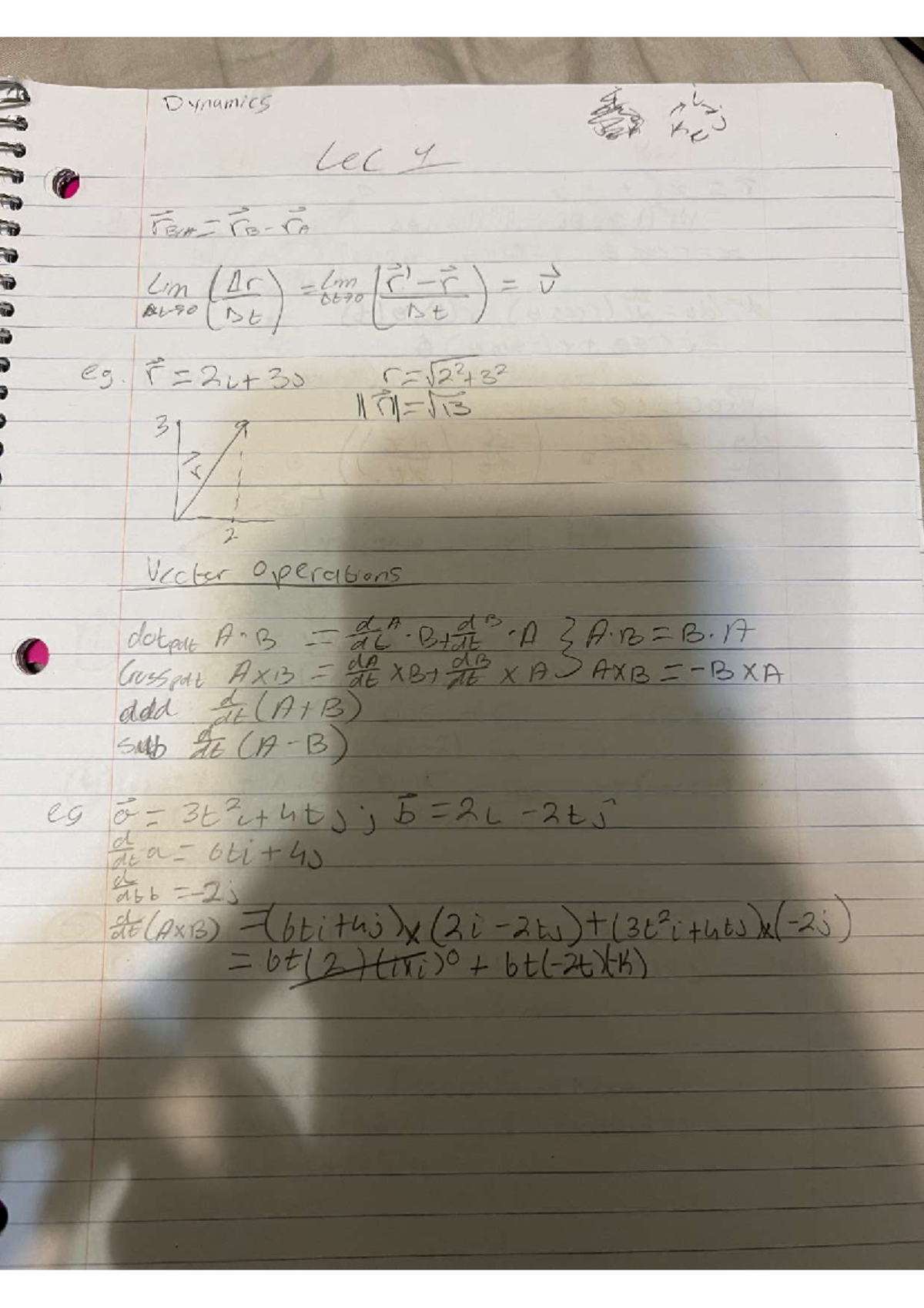 Dynamics Lecture 1: Vector Operations and Calculations - Studocu
