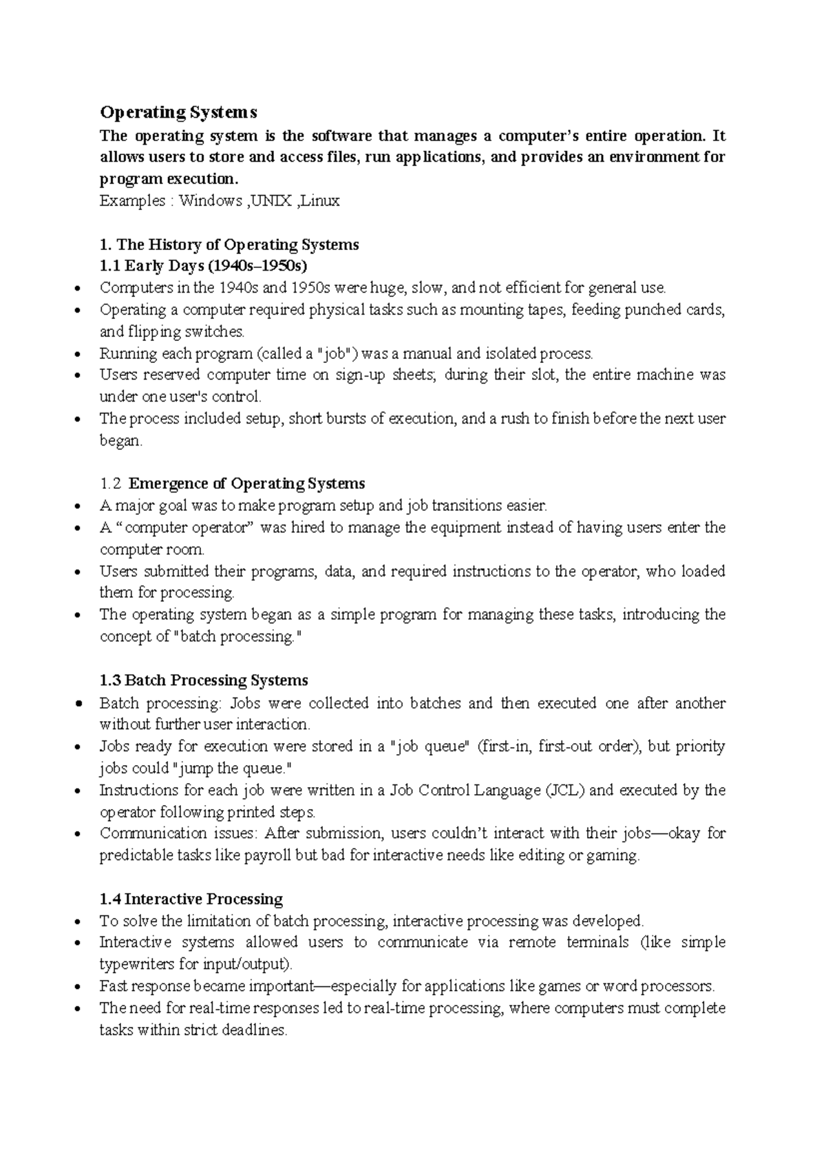 EIT 2: Comprehensive Overview of Operating Systems and Their Functions ...