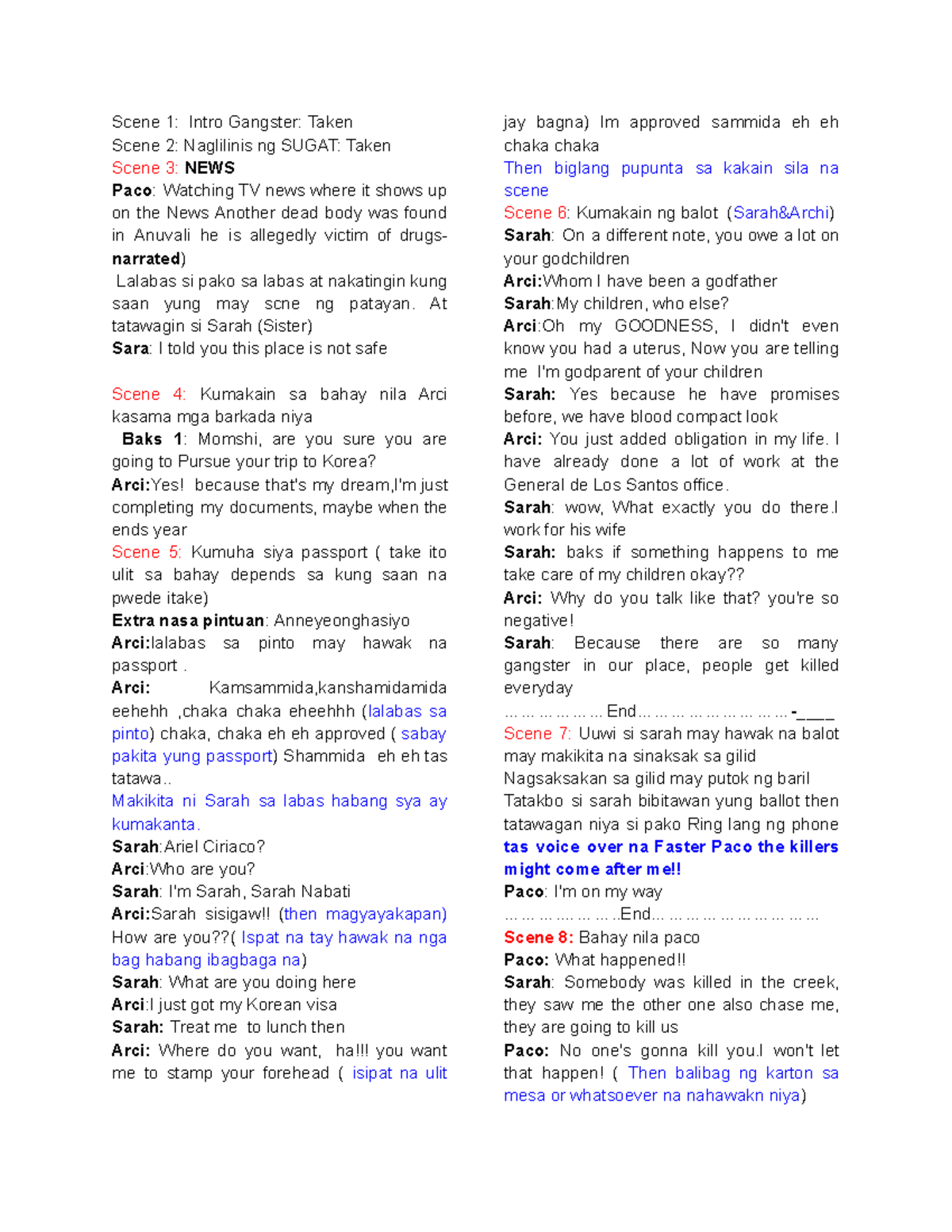 Script: Have Fun - A Gangster Drama - Studocu